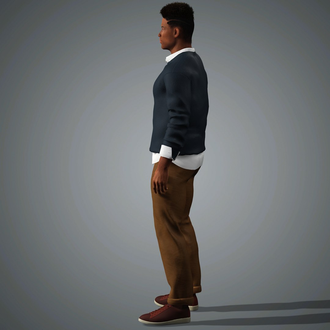 3D Cartoon Black Male Character Ready For Game And Animation Model ...