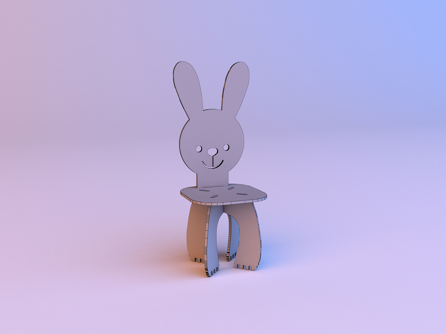 3D Rabbit Kids Wood Chair model - TurboSquid 1735941
