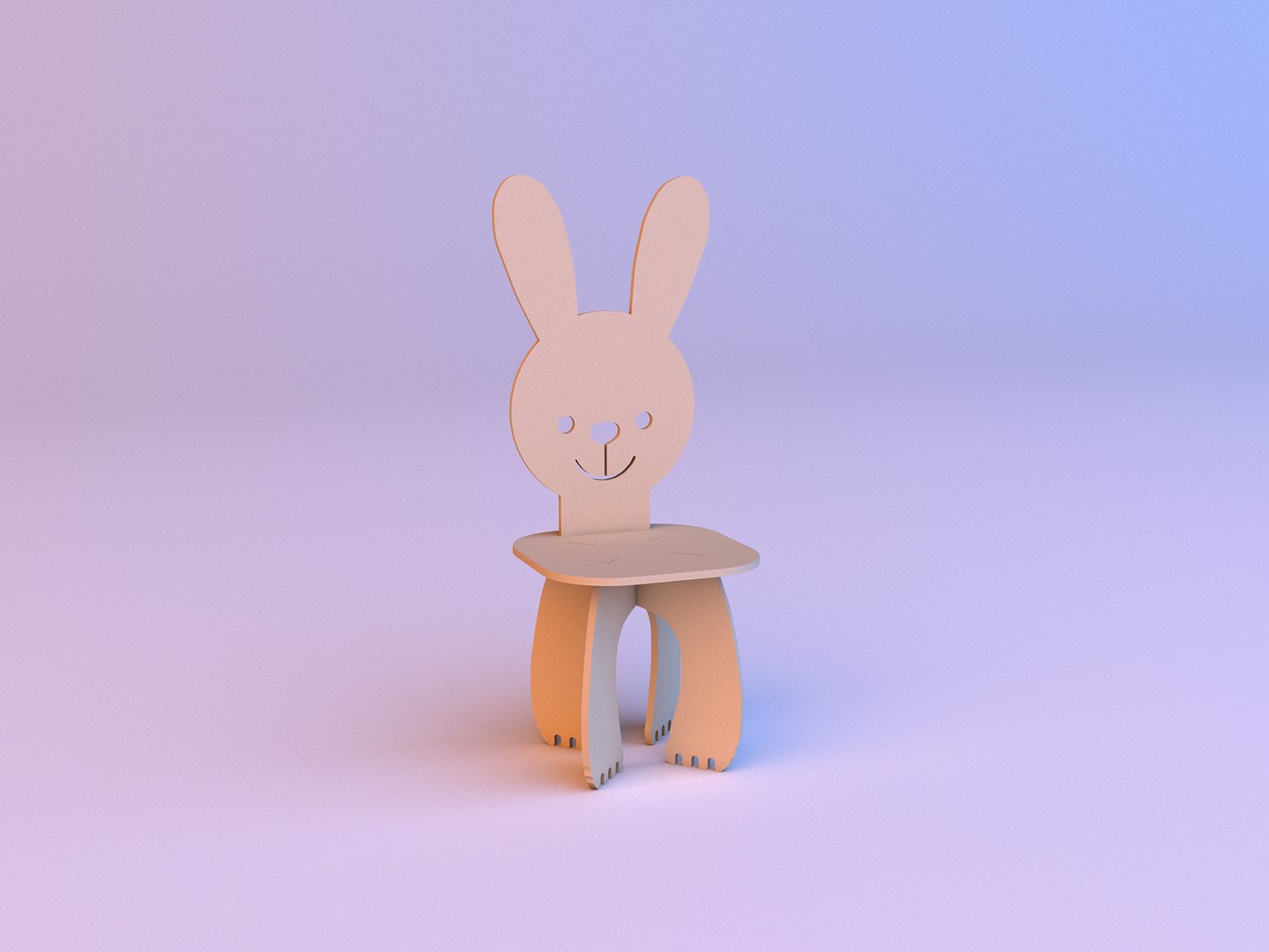 3D Rabbit Kids Wood Chair Model - TurboSquid 1735941