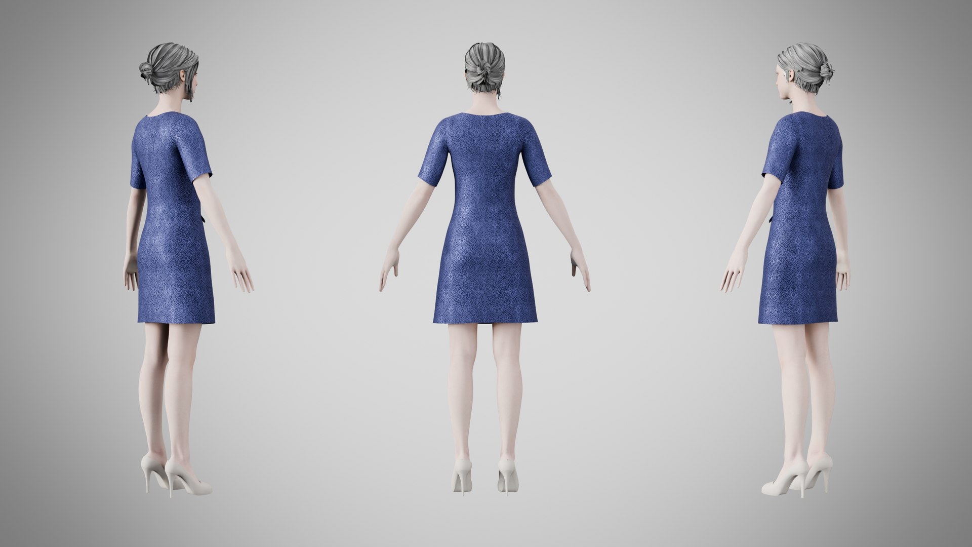 Dress 37 Midnight Blue Velvet With Design 3D Model - TurboSquid 2520096