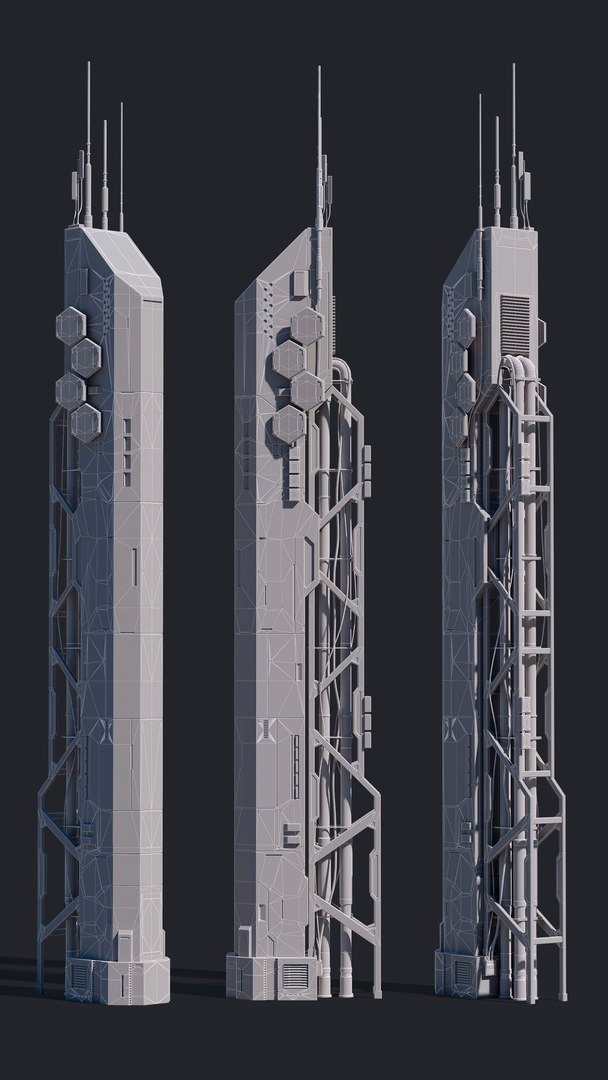 3D Model Sci-Fi Building 005 Industry-PBR - TurboSquid 2180818