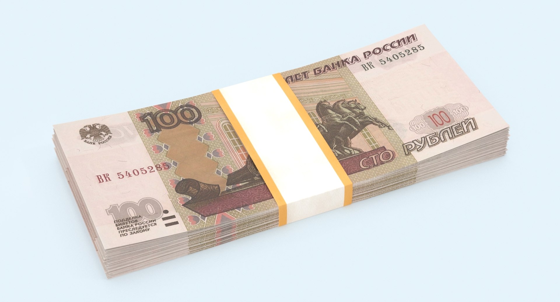 3d model 100 ruble note pack