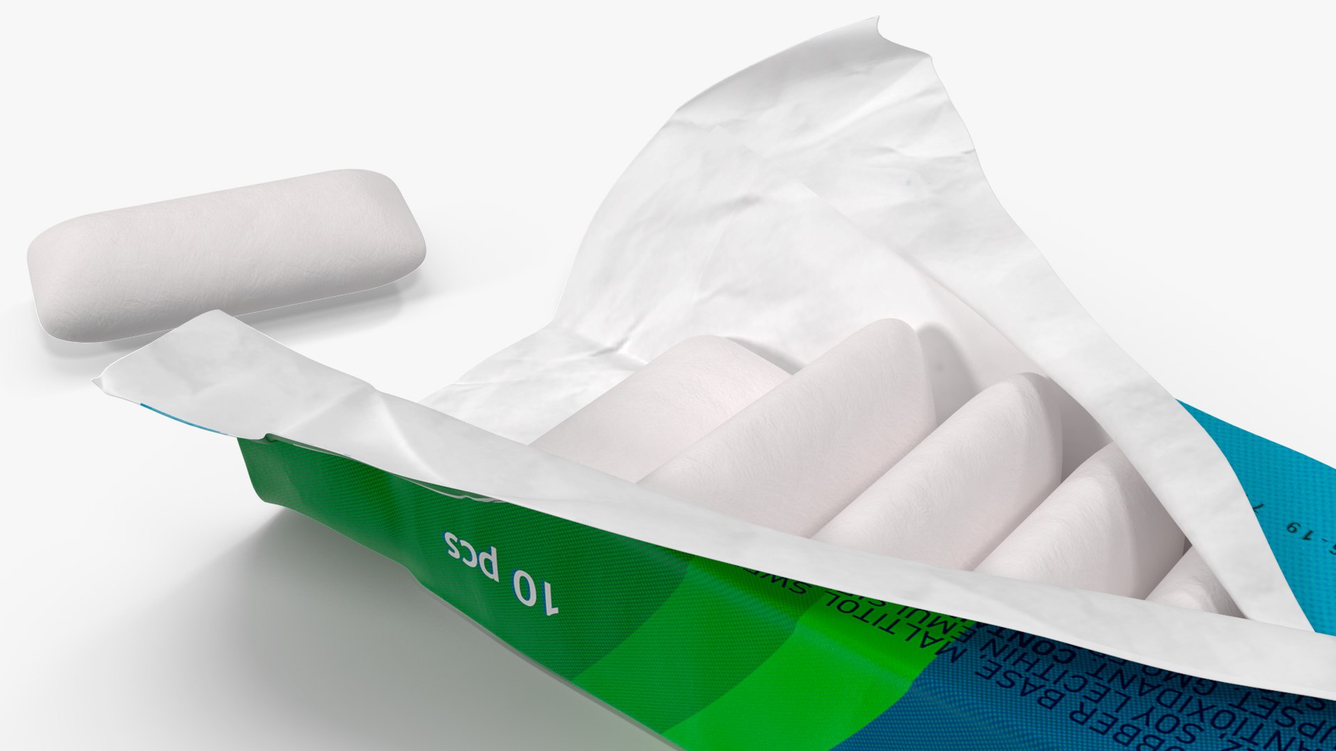 3D Chewing Gum Package Open with Pads model - TurboSquid 2044933