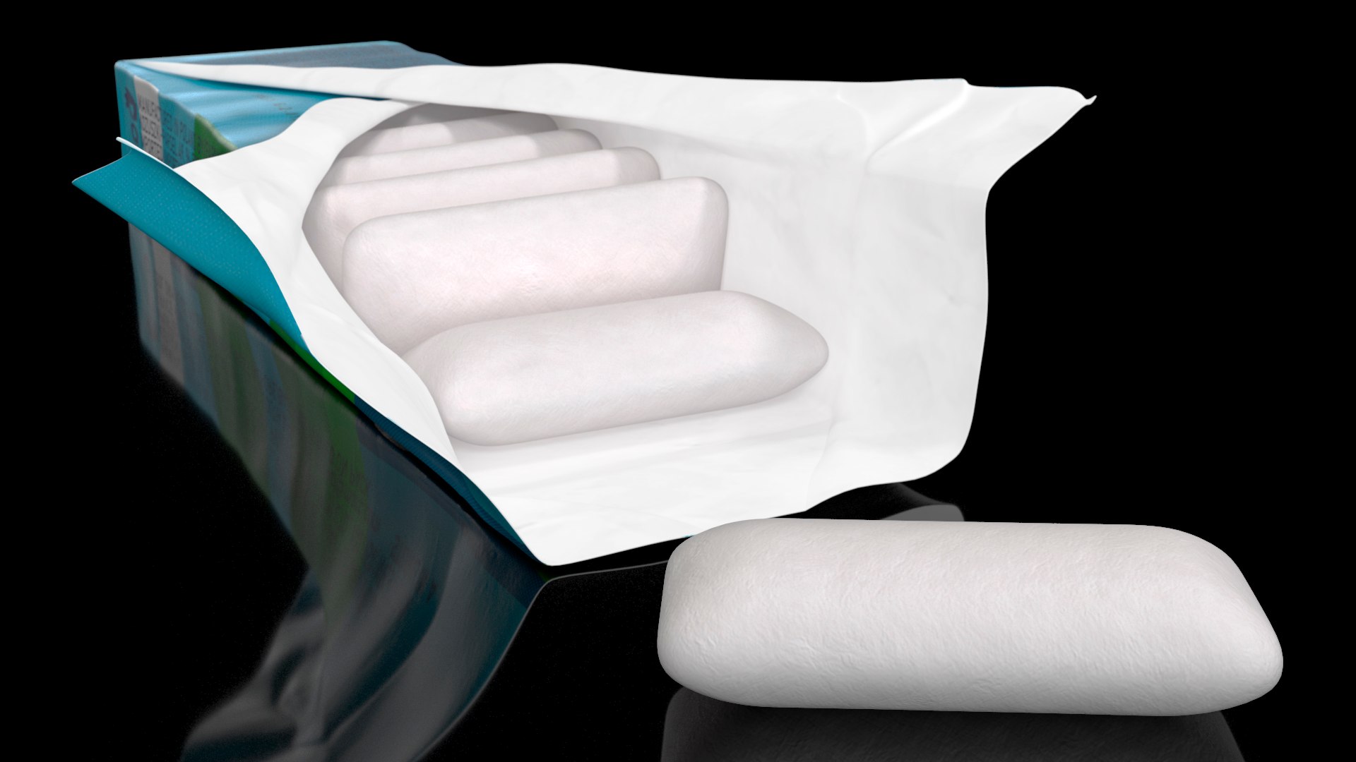 3D Chewing Gum Package Open with Pads model - TurboSquid 2044933