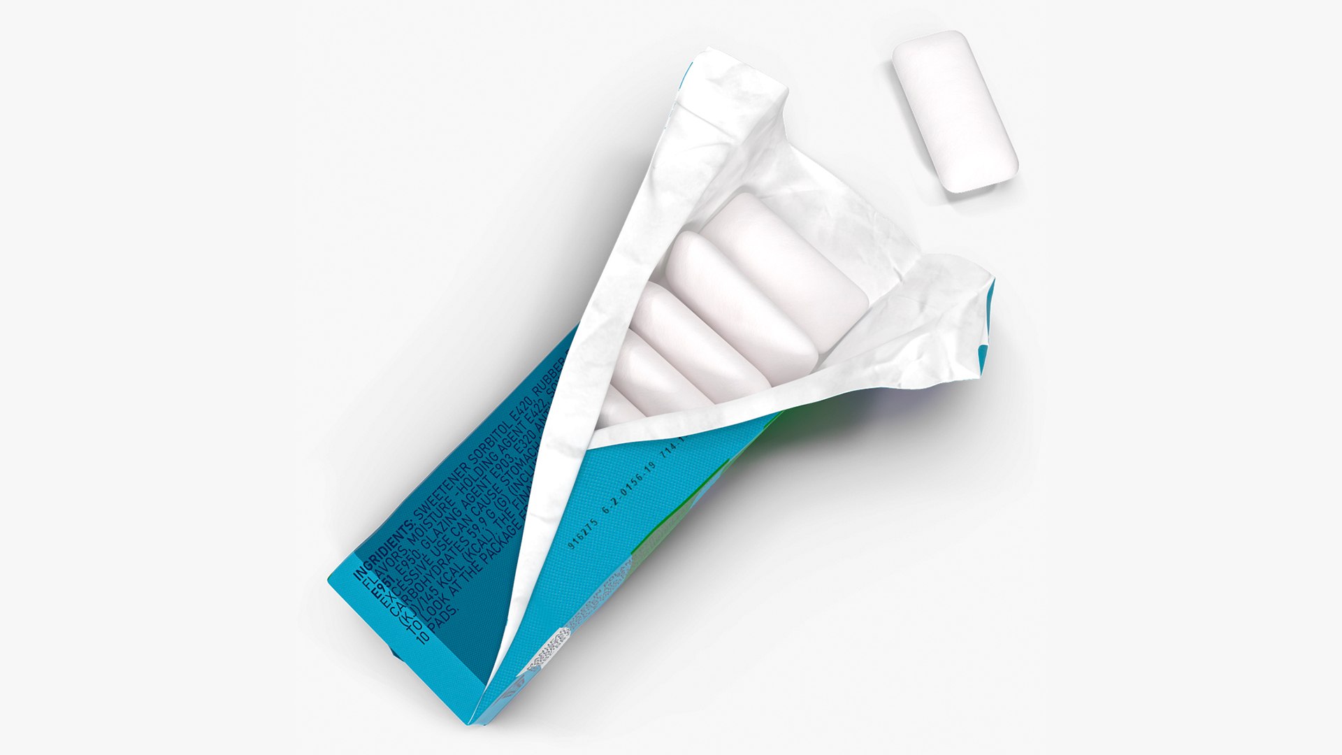 3D Chewing Gum Package Open with Pads model - TurboSquid 2044933