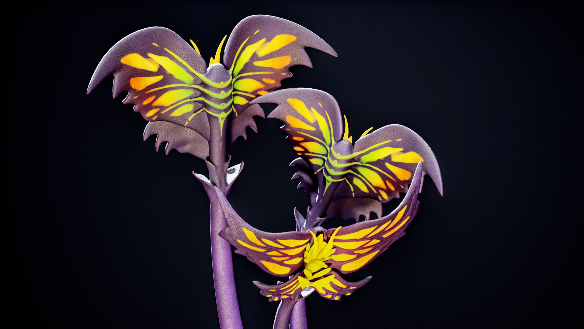 Alien Butterfly Flower Plant PBR 3D - TurboSquid 2079627