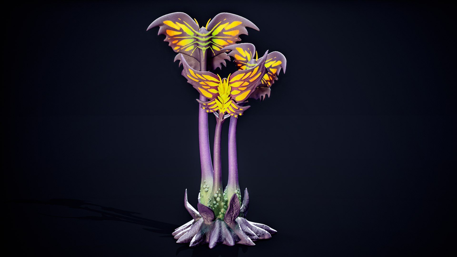 Alien Butterfly Flower Plant PBR 3D - TurboSquid 2079627