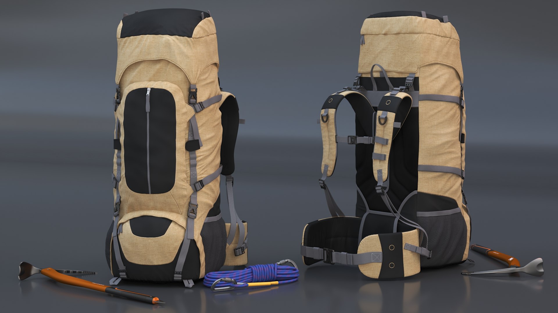 3D Hiking Backpack Rope With Ice Axe - TurboSquid 2342544