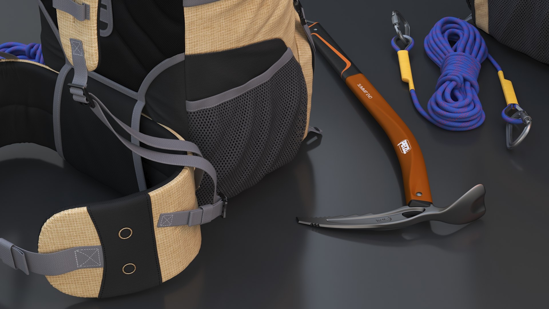 3D Hiking Backpack Rope With Ice Axe - TurboSquid 2342544