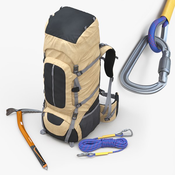 modelo 3d Mochila de senderismo con cuerda y piolet - TurboSquid 2342544