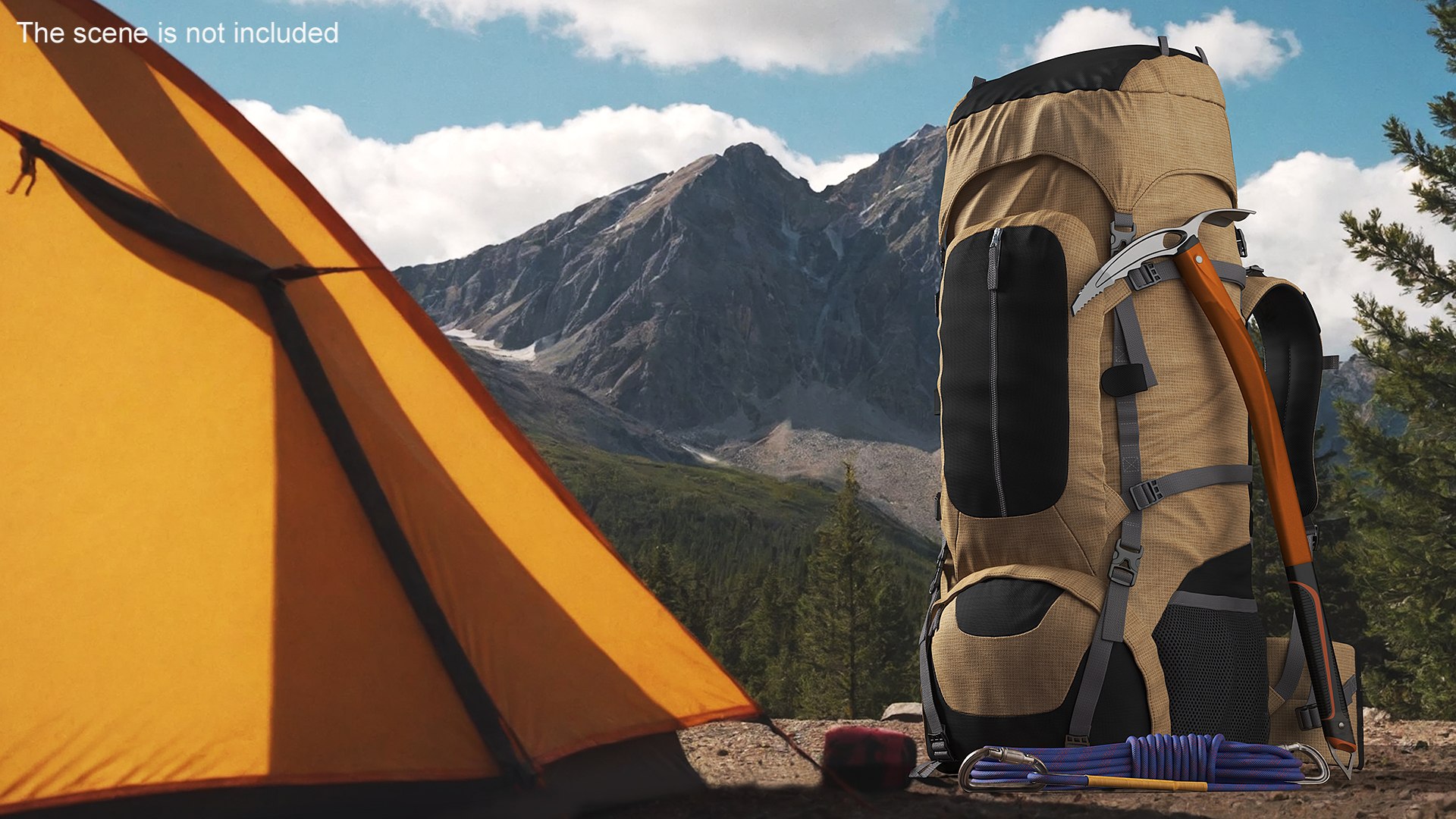 3D Hiking Backpack Rope With Ice Axe - TurboSquid 2342544