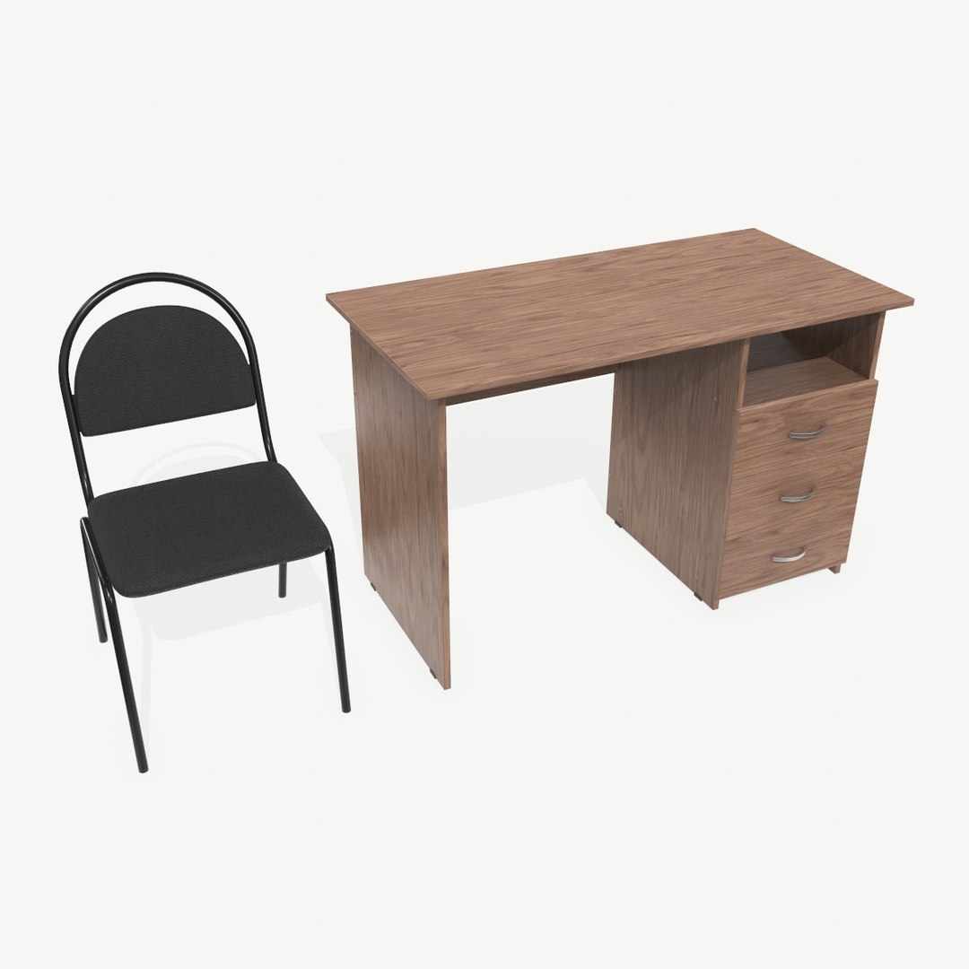 3D Model Desk And Chair - TurboSquid 1802529