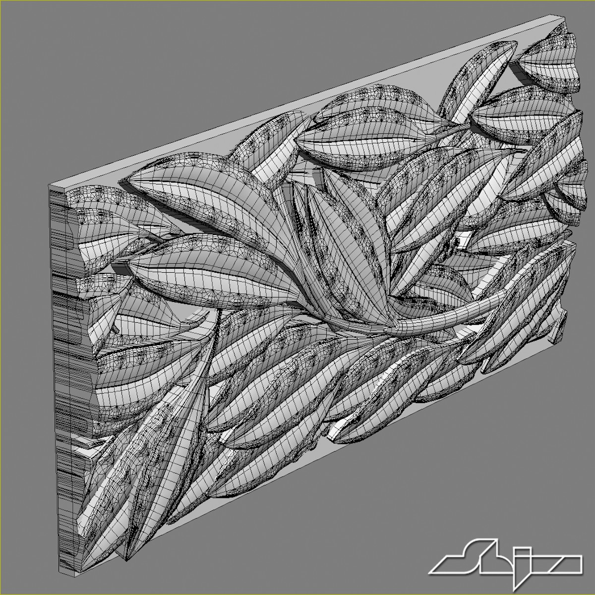 3d model tileable leafs molding