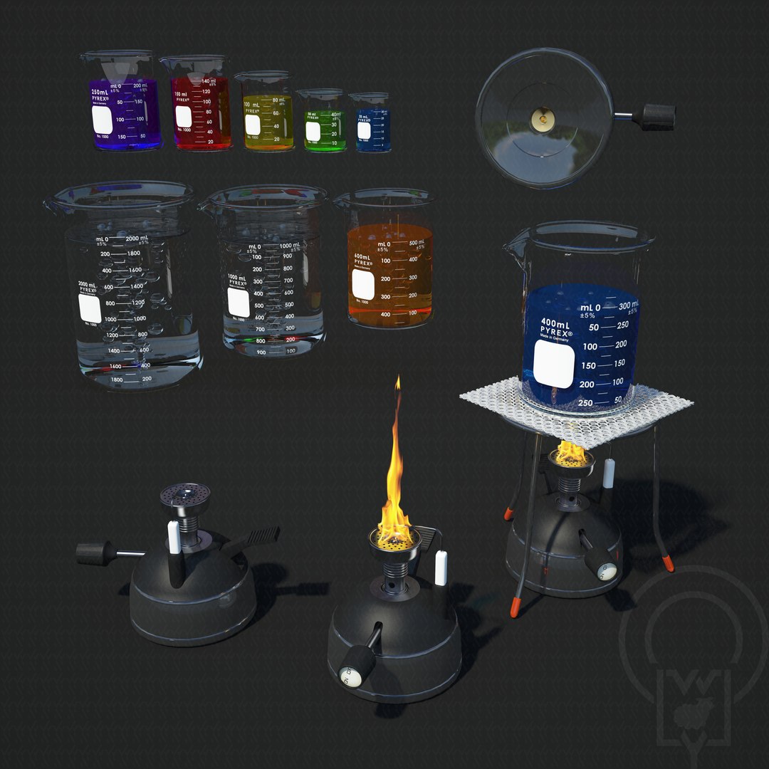 Beakers tripod portable burner 3D model - TurboSquid 1378641