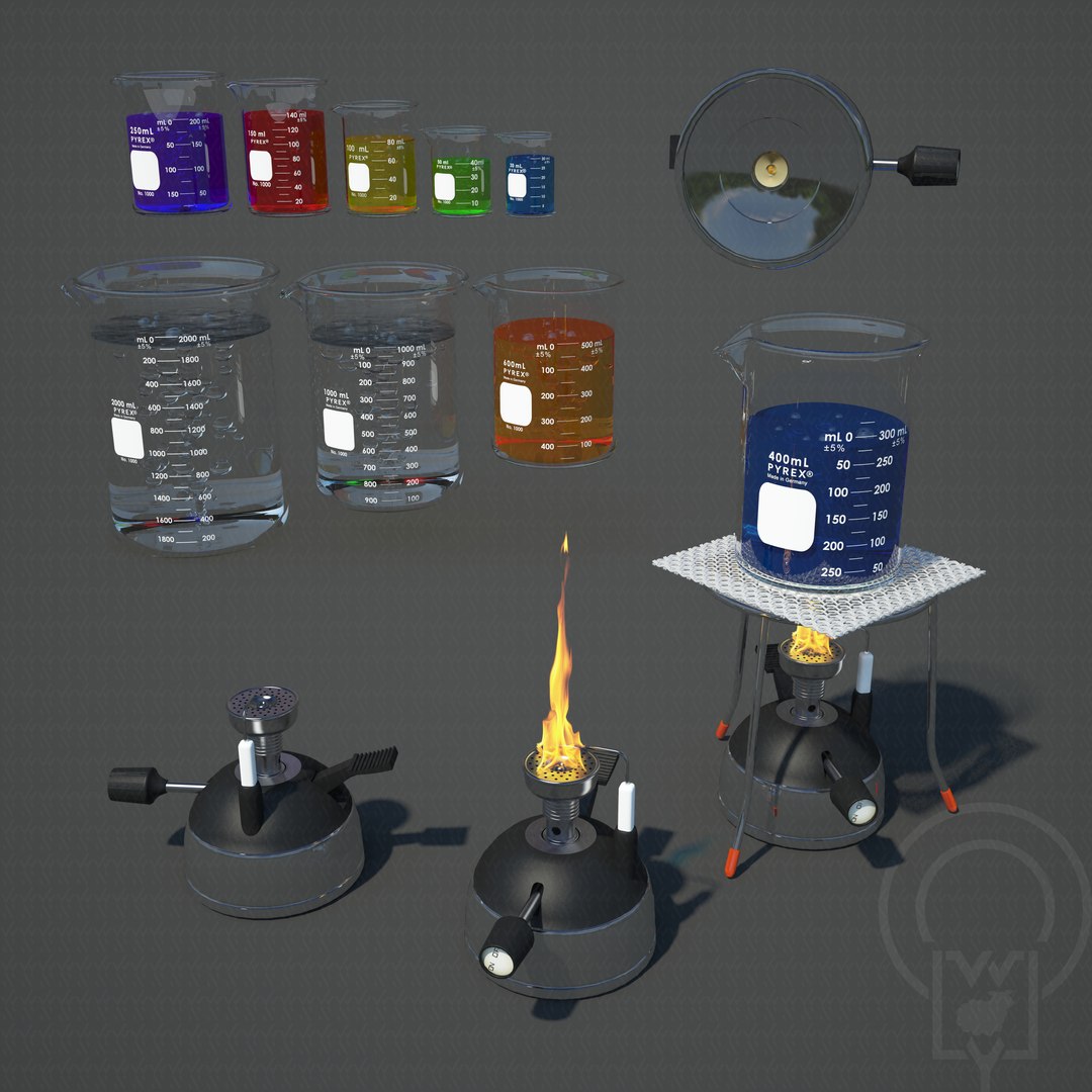 Beakers tripod portable burner 3D model - TurboSquid 1378641