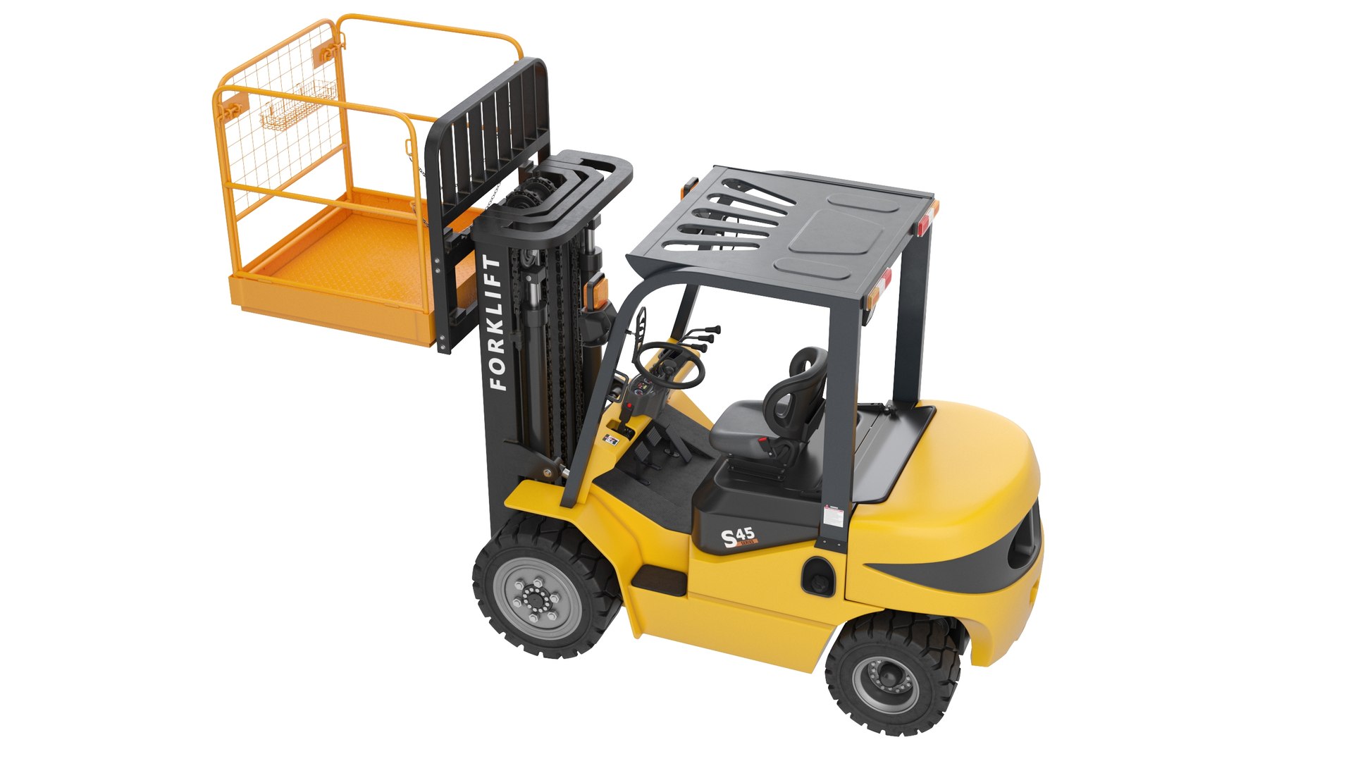 3D Forklift With A Cage Model - TurboSquid 2048908