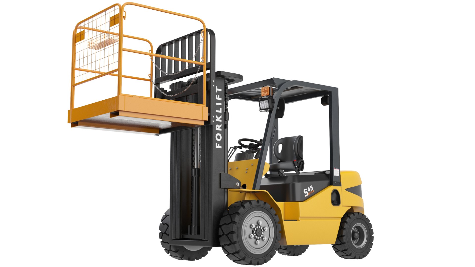3D Forklift With A Cage Model - TurboSquid 2048908