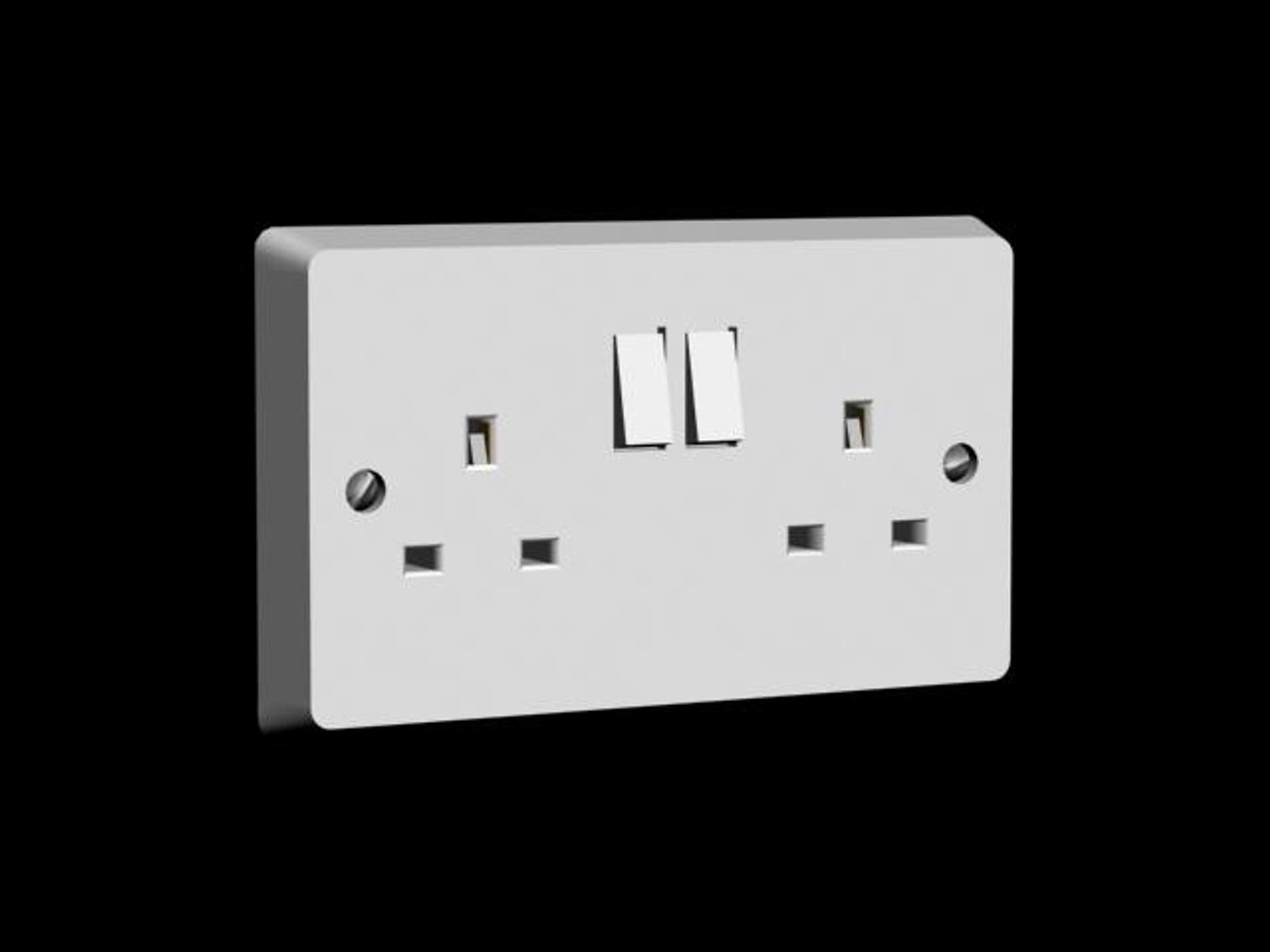 Free Uk Wall Plug Twin 3d Model