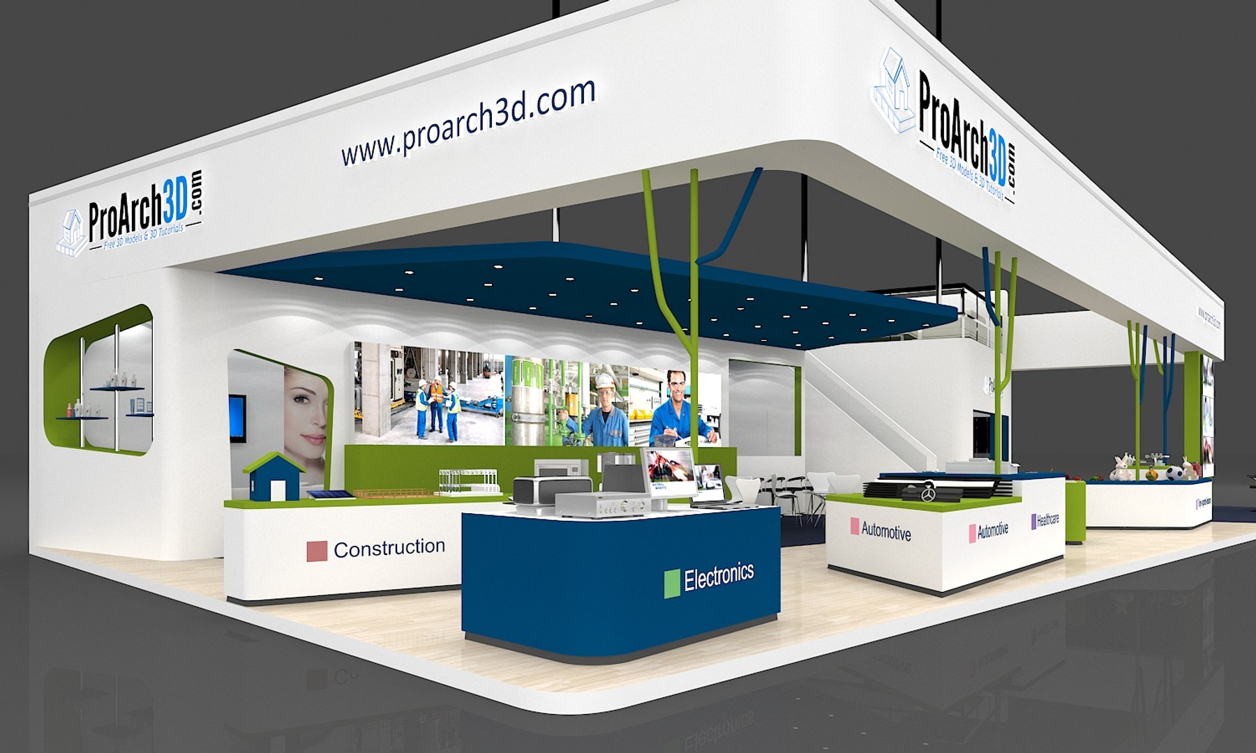 3D Model Exhibition Stall 20 Mtr X 10 Mtr 3 Sides Open 3D Max Model ...