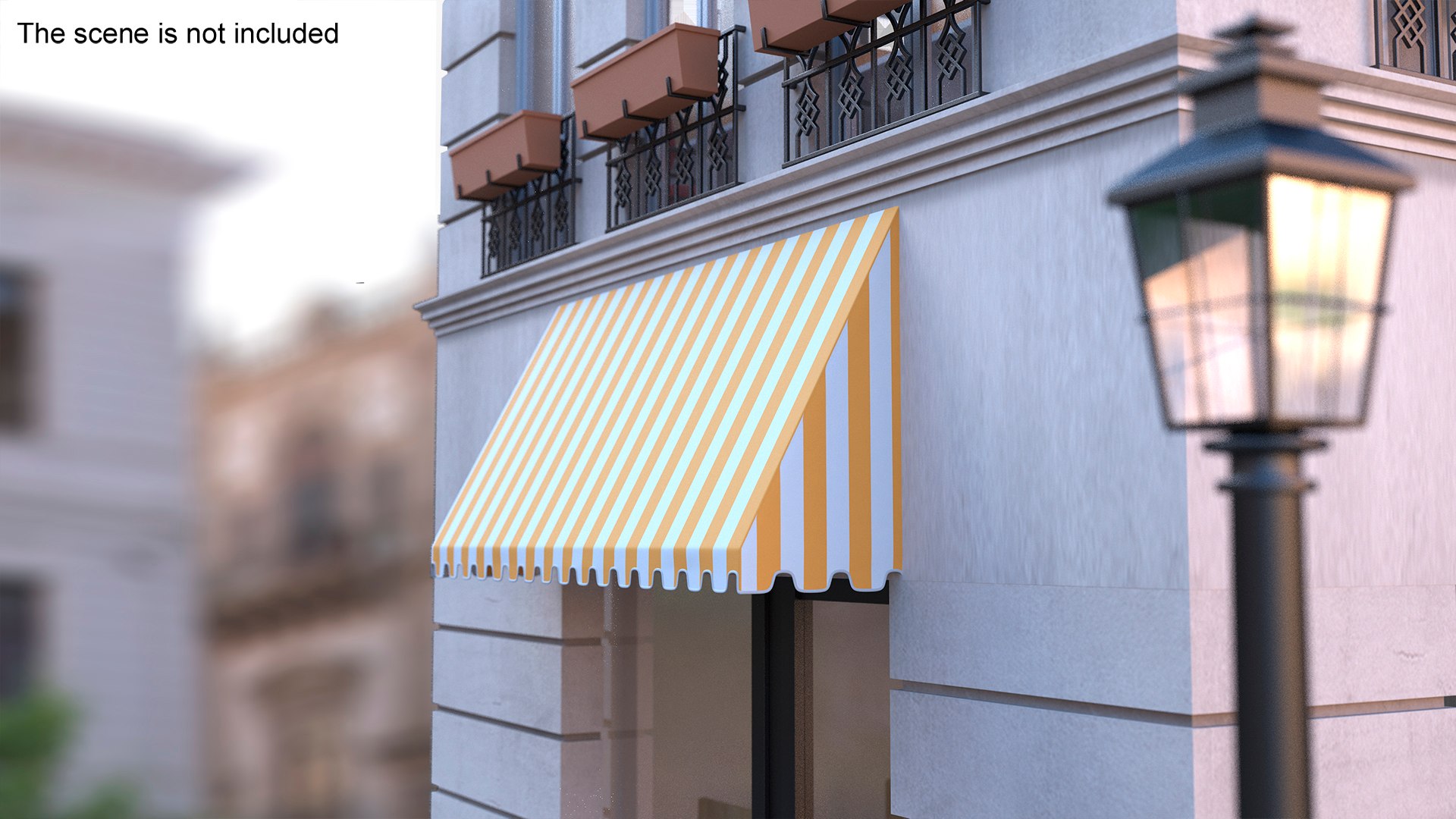 3D Storefront Awning Tent Striped Orange Model - TurboSquid 2201919