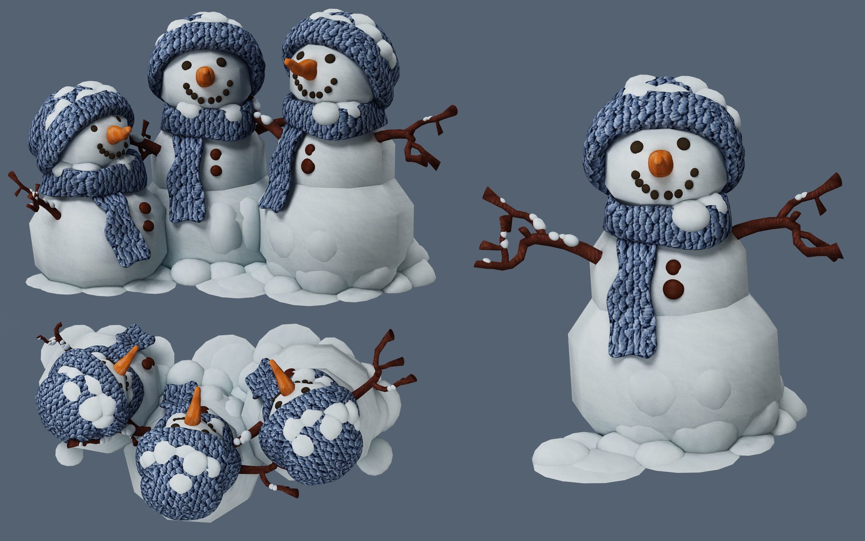 3D Snowman Snow Model - TurboSquid 1461809