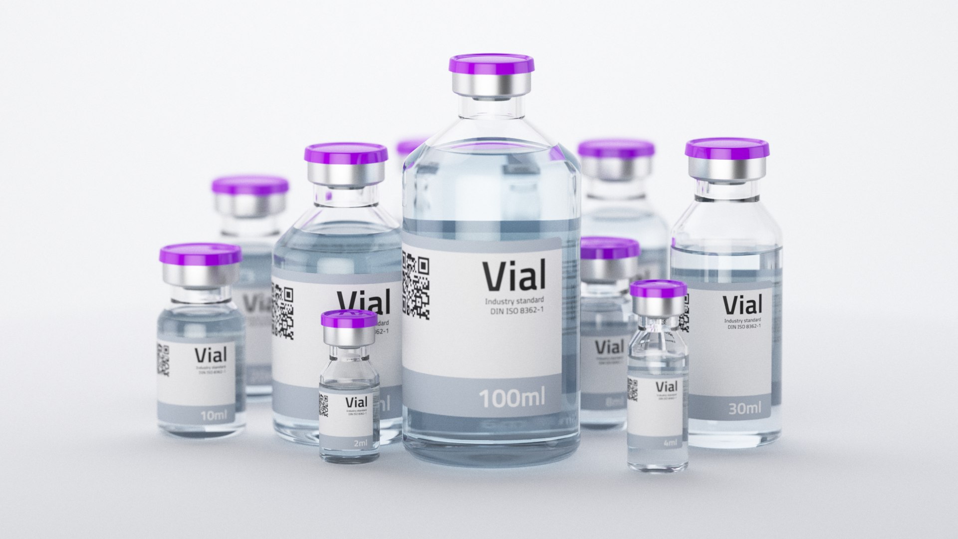 3D Vials Tubular Glass Industry Standard DIN ISO 8362-1 In 11 Sizes ...