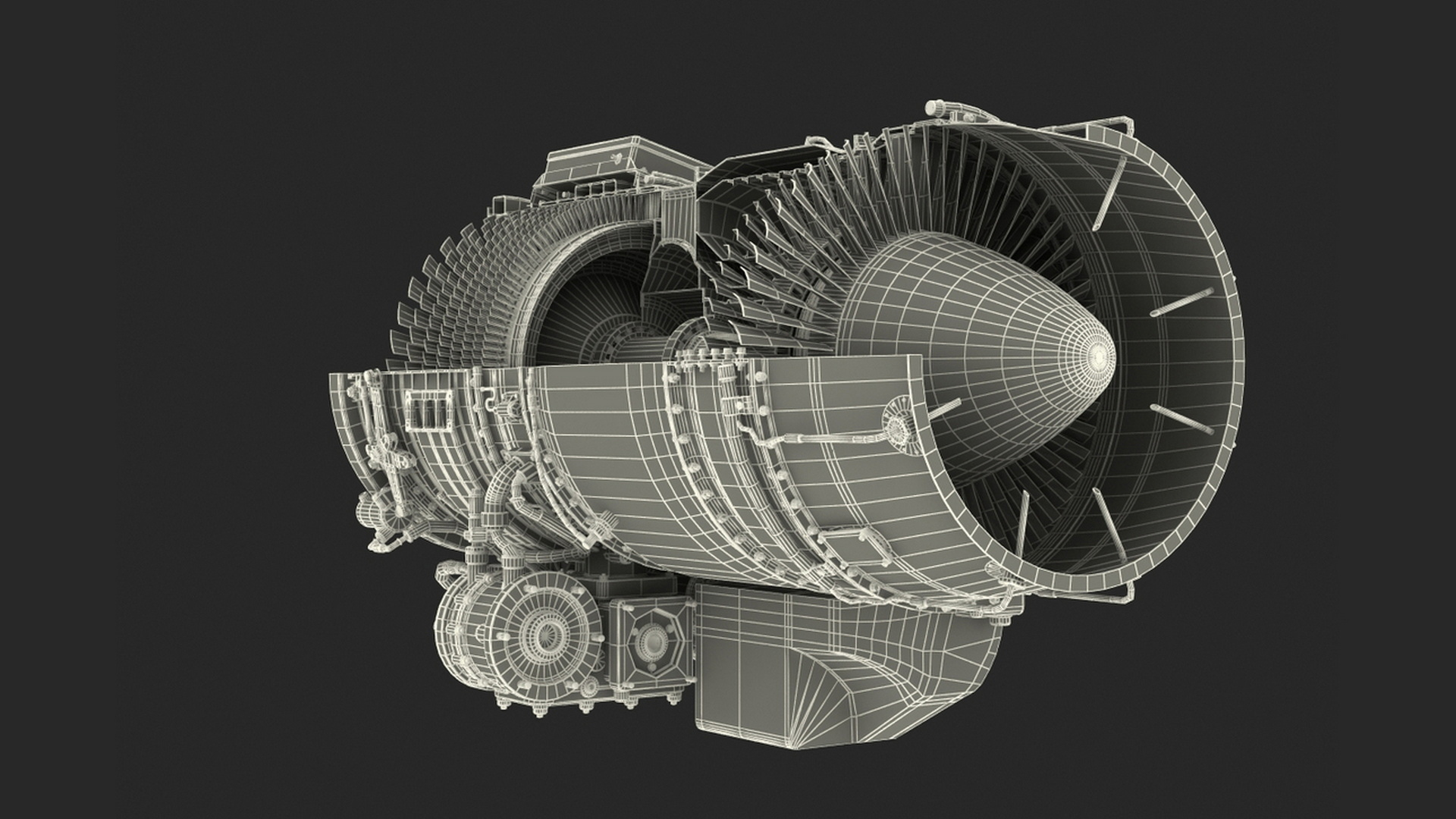 Cutaway Turbofan Jet Engine 3D Model - TurboSquid 2347589