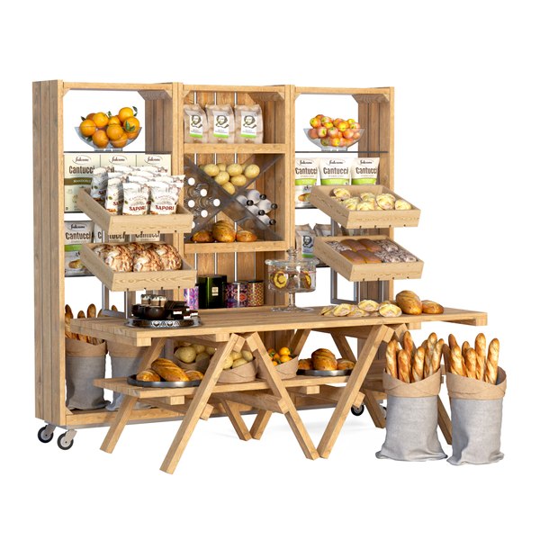 3D Rack with bread and dessert model - TurboSquid 1745714