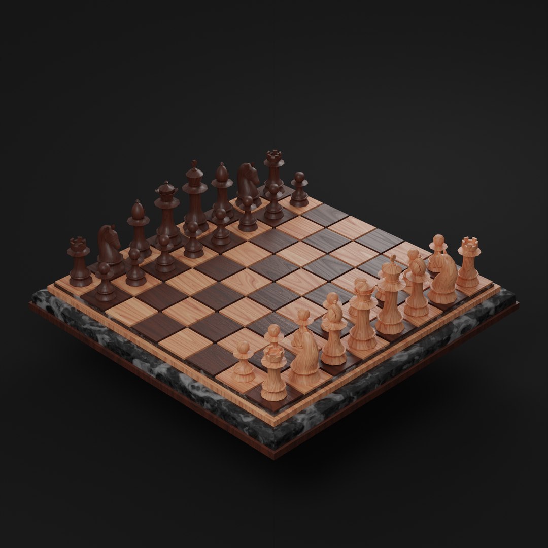 3D Vintage Chess Set - LOW POLY - All 32 Pieces And Board - TurboSquid 2036300