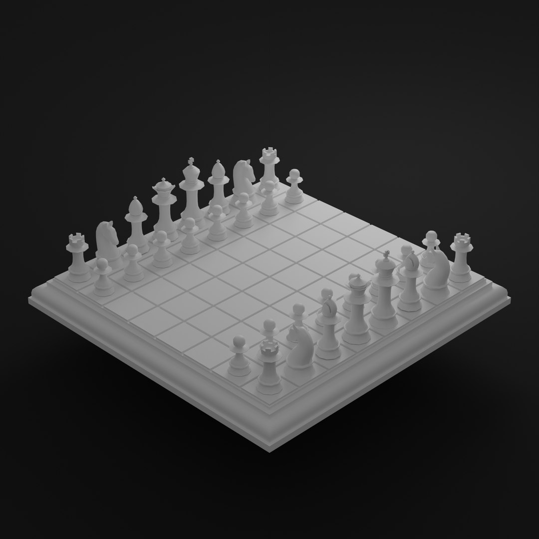 3D Vintage Chess Set - LOW POLY - All 32 Pieces And Board - TurboSquid 2036300
