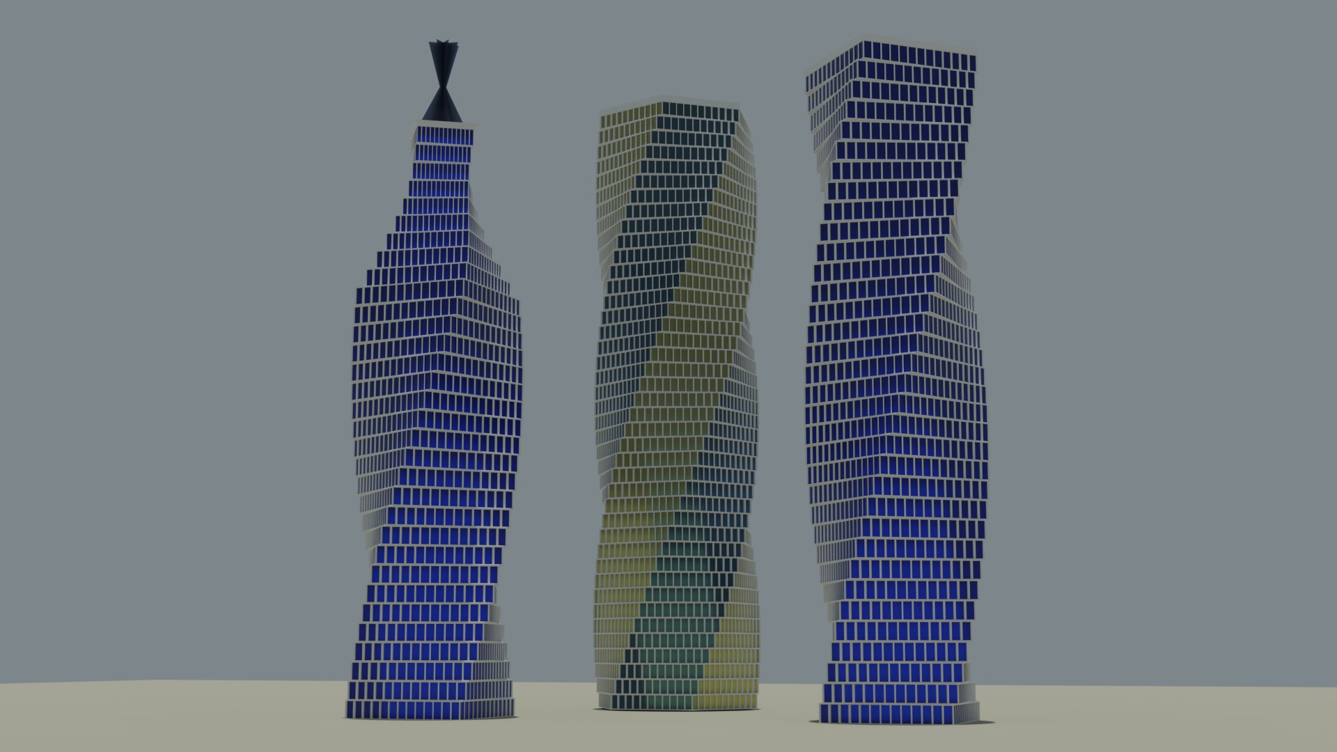 3D 3 Pack City Building Twist Lowpoly Model - TurboSquid 1863490