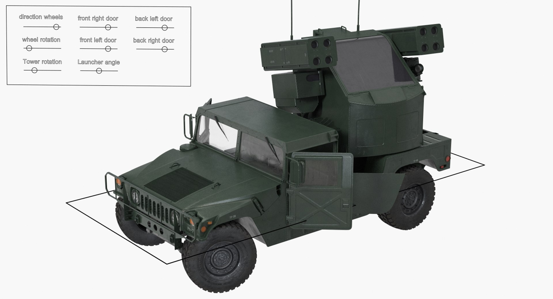 hmmwv m998 equipped avenger 3d model