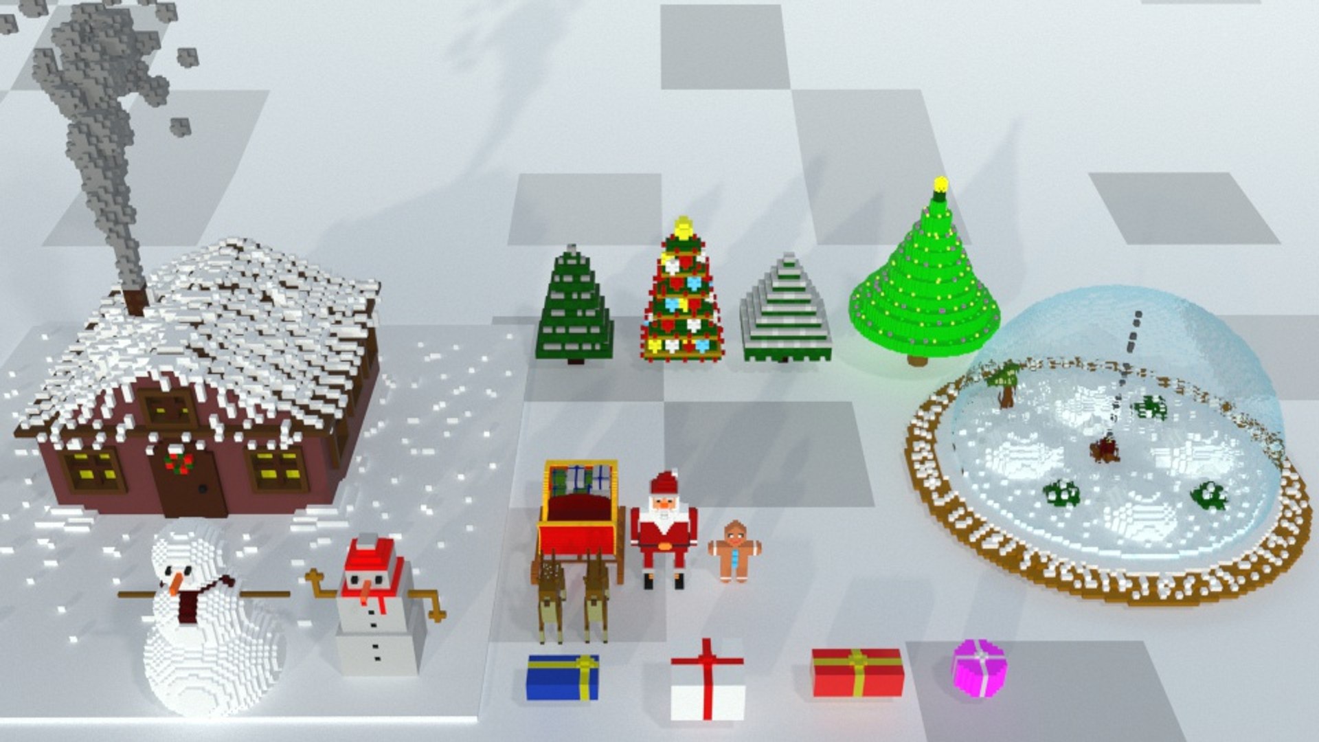 Voxel Christmas New Year 3D Model - TurboSquid 1518098