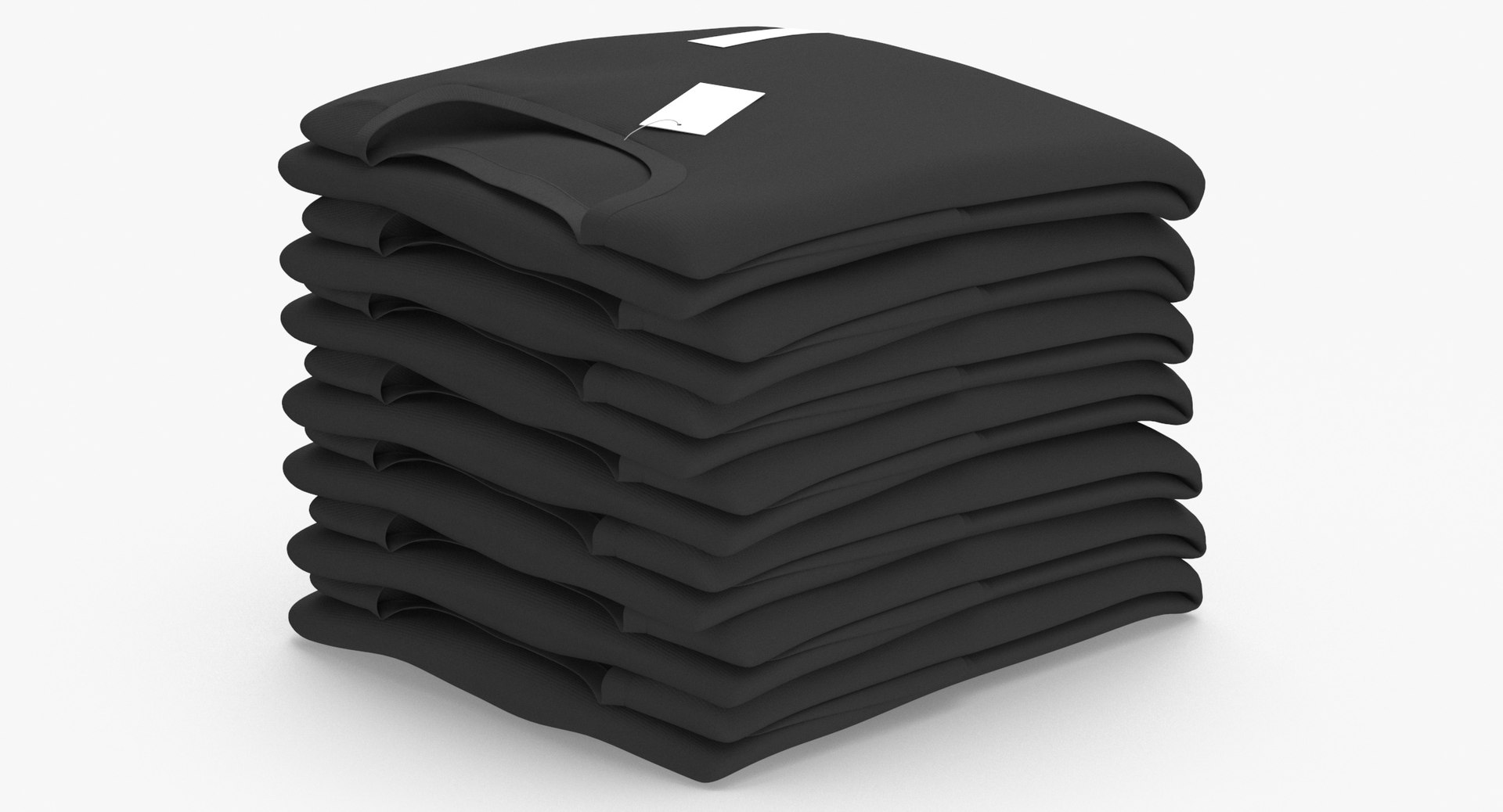 Folded TShirt Round Neck 7 Pile White Gray and Black 3D model ...