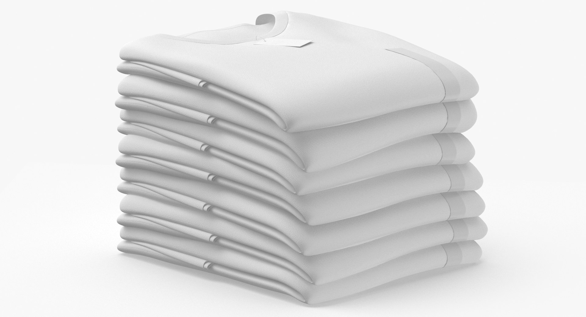 Folded TShirt Round Neck 7 Pile White Gray and Black 3D model ...