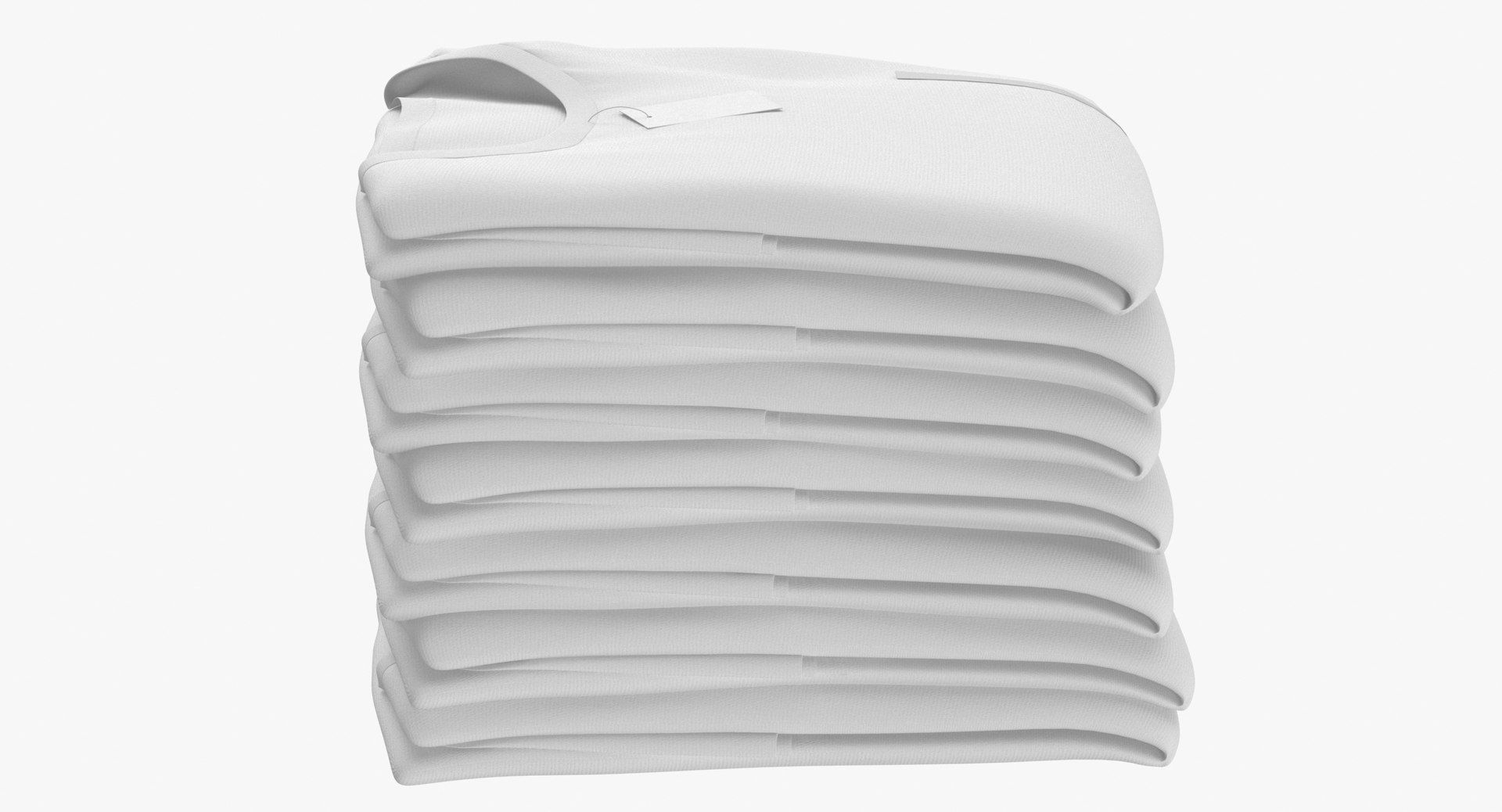 Folded TShirt Round Neck 7 Pile White Gray and Black 3D model ...