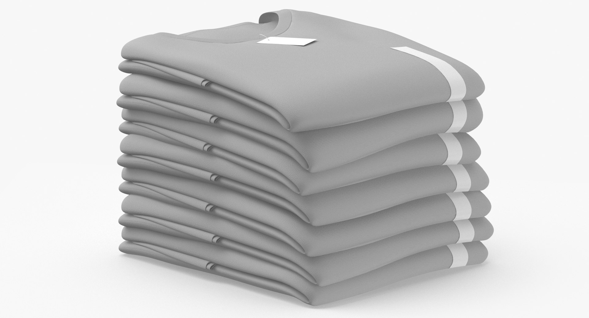 Folded TShirt Round Neck 7 Pile White Gray and Black 3D model ...