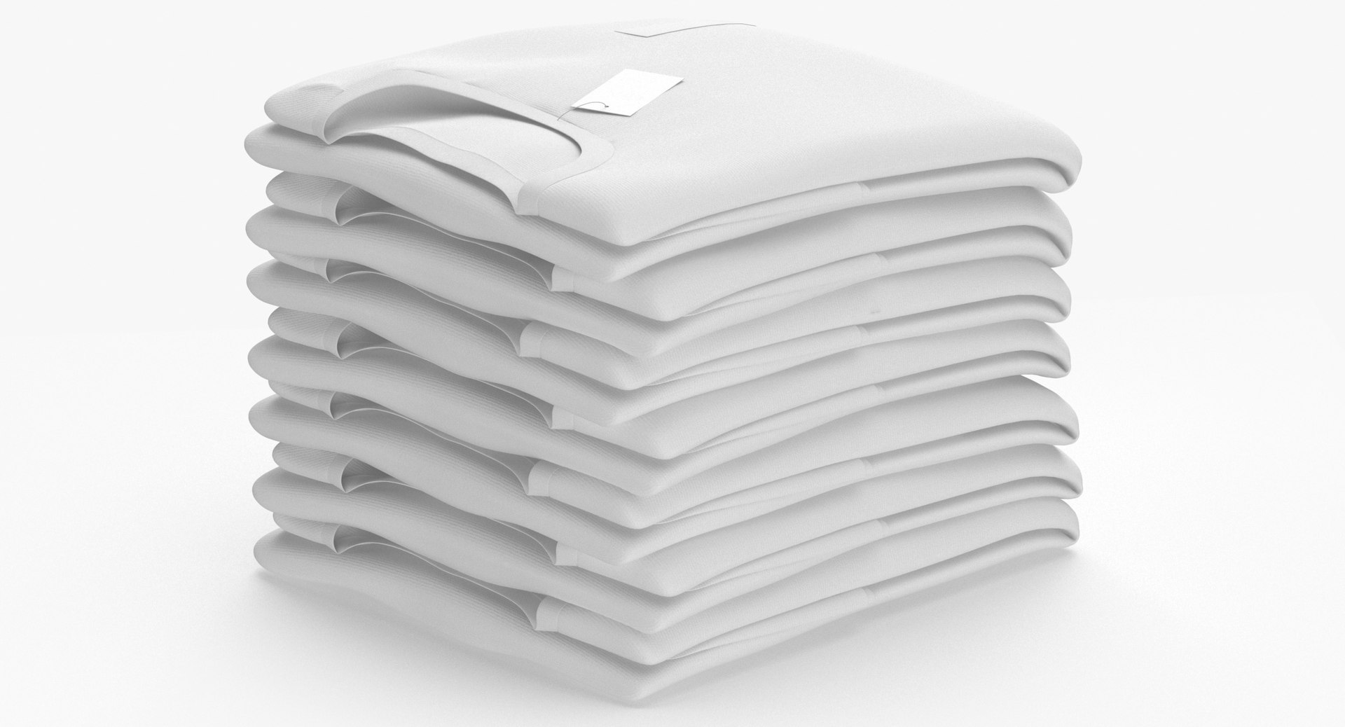 Folded TShirt Round Neck 7 Pile White Gray And Black 3D Model ...