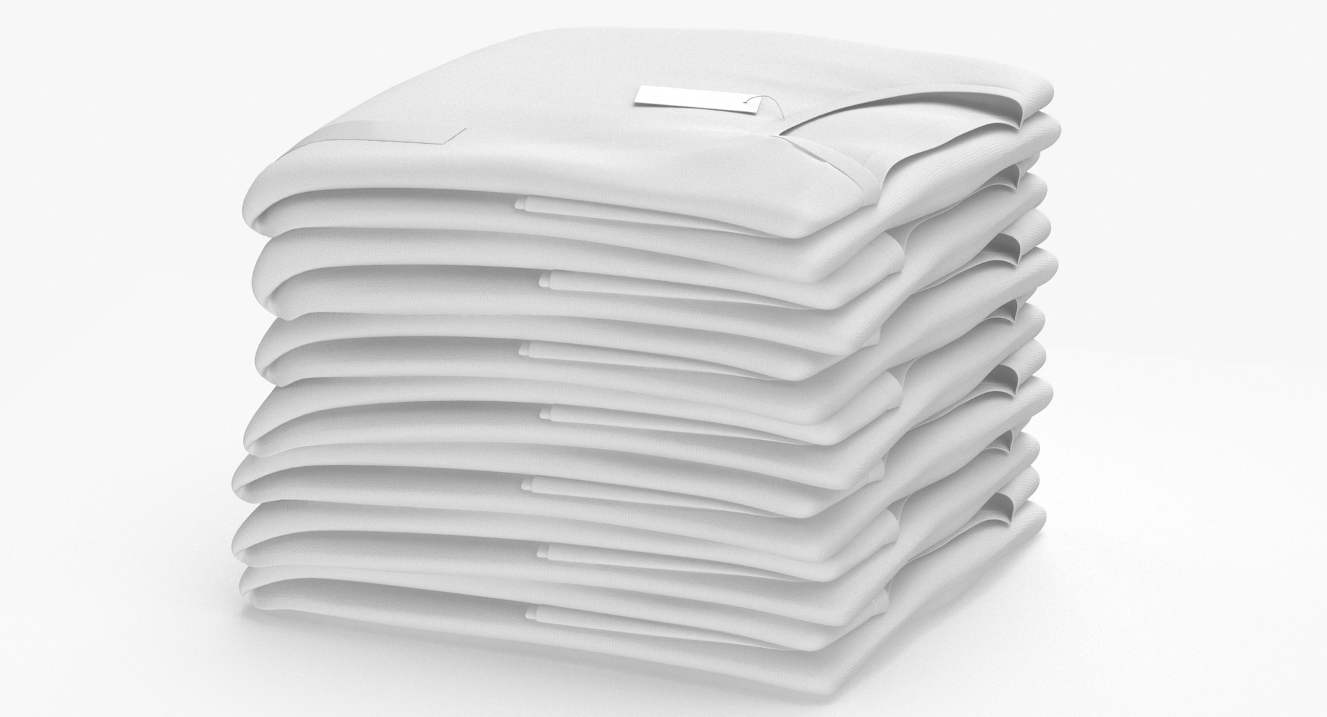 Folded TShirt Round Neck 7 Pile White Gray And Black 3D Model ...