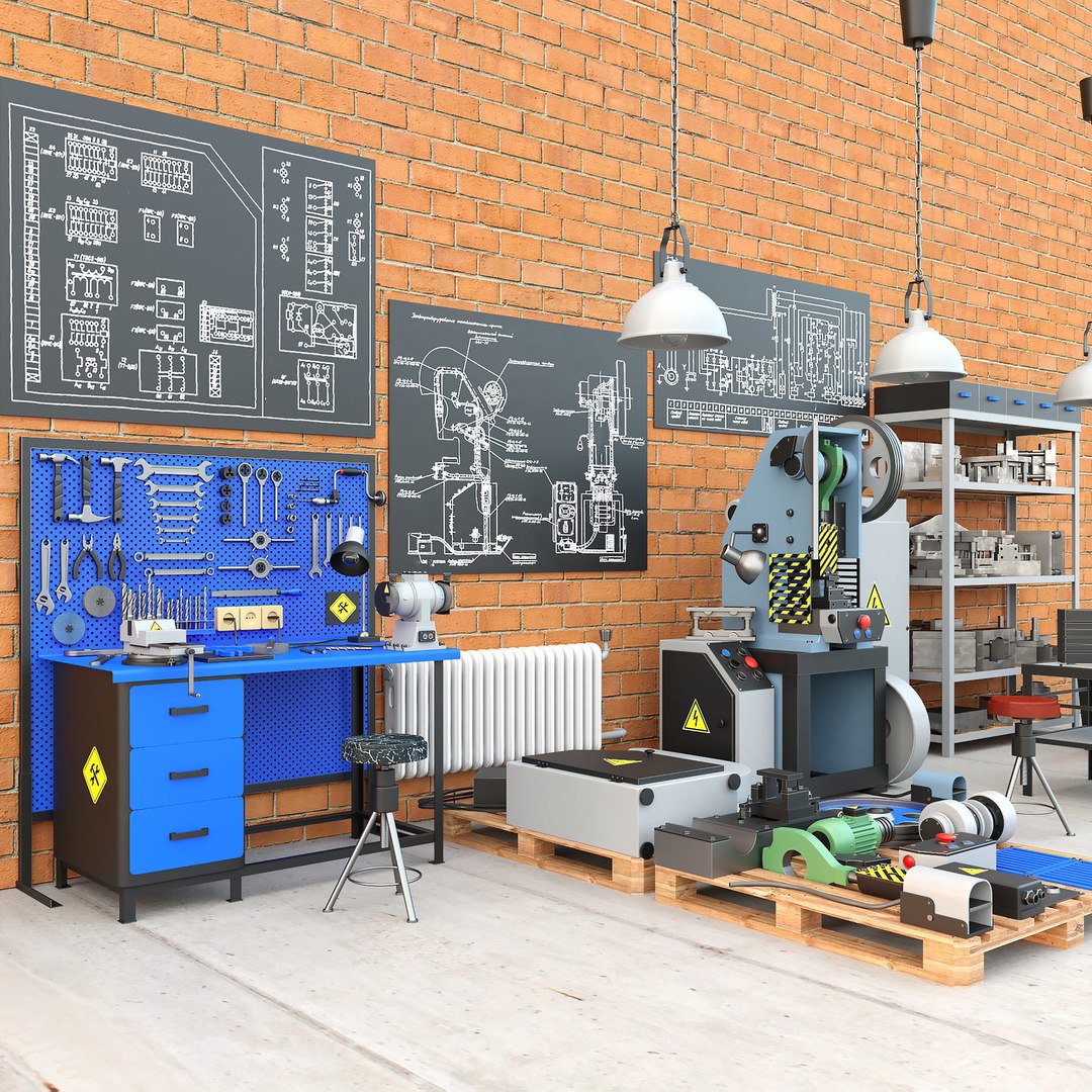 3D Mechanical Press - Collection For Industrial Interior One ...