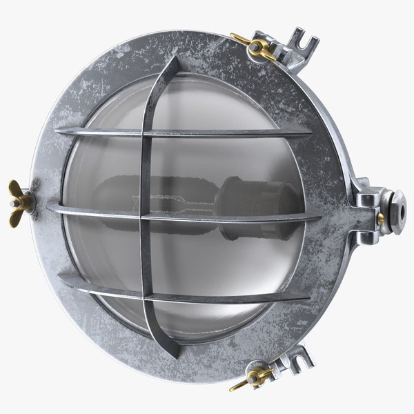 Outdoor Bulkhead Round Lamp Steel with Clear Glass 3D model ...