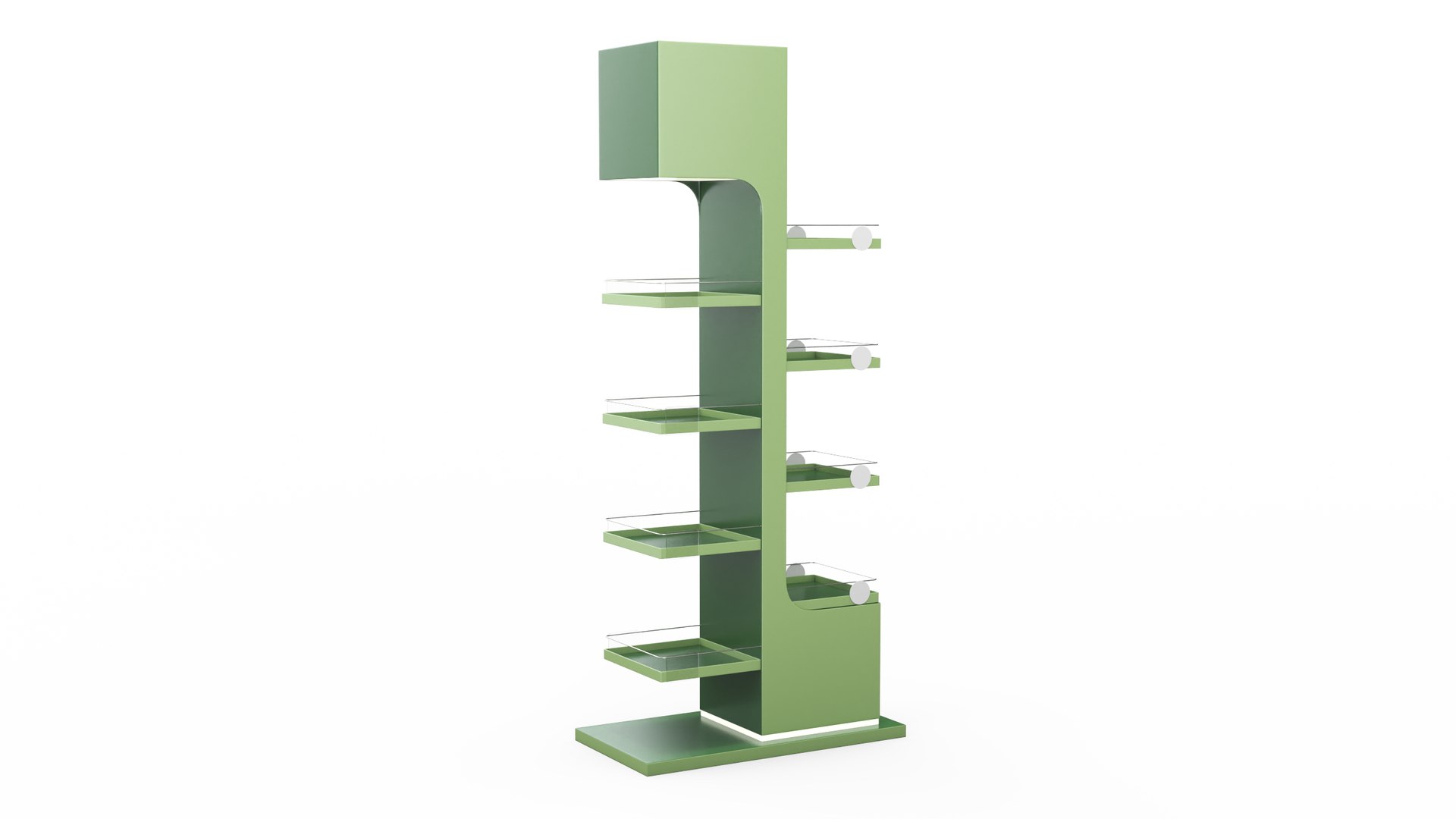 3D Illuminated Green Promotion Retail Floor Shelf - TurboSquid 2097580