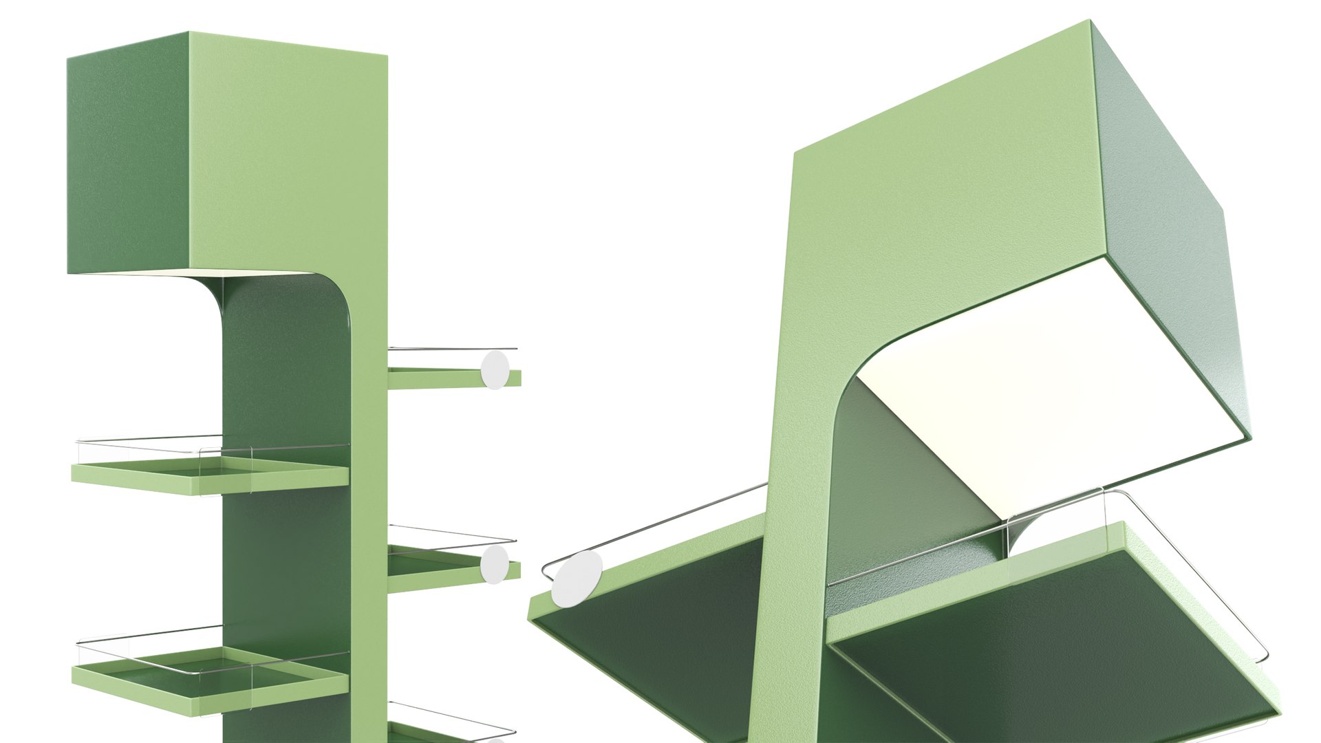 3D Illuminated Green Promotion Retail Floor Shelf - TurboSquid 2097580