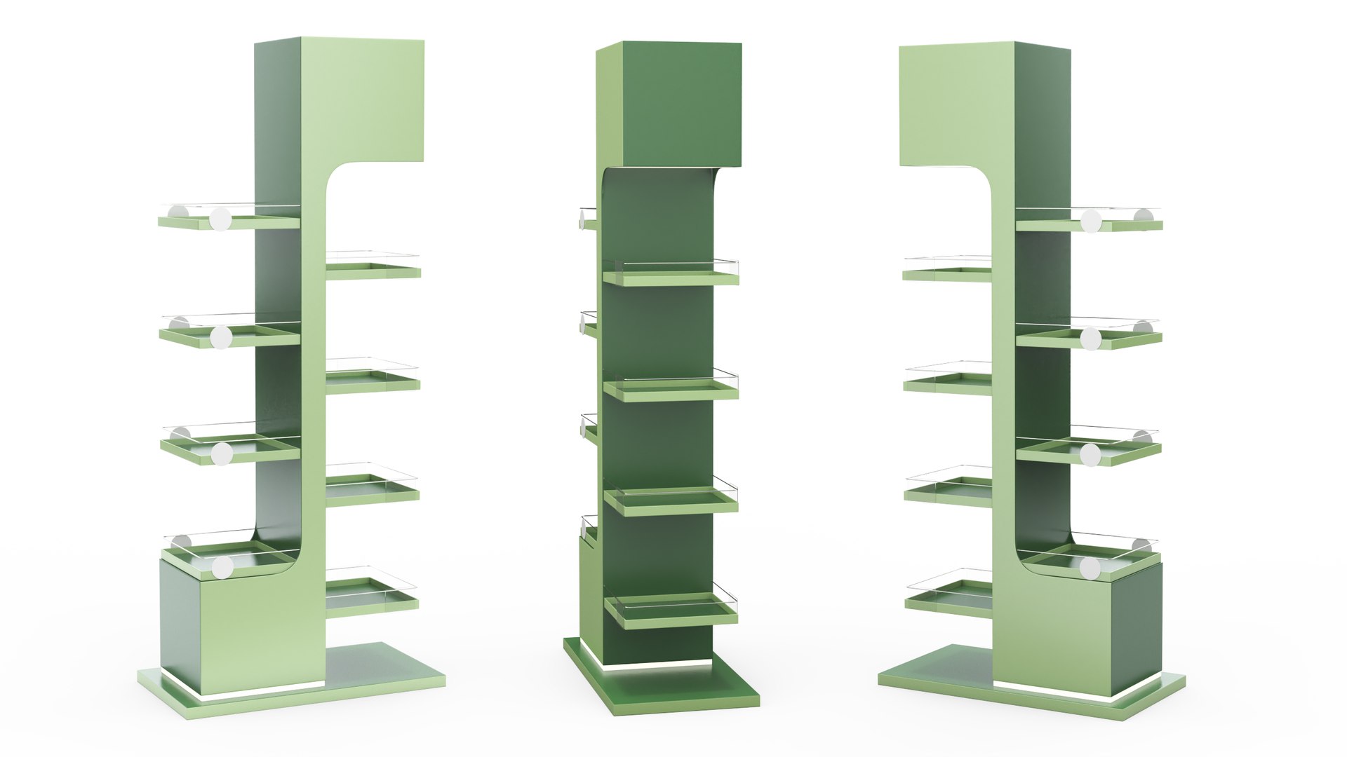 3D Illuminated Green Promotion Retail Floor Shelf - TurboSquid 2097580