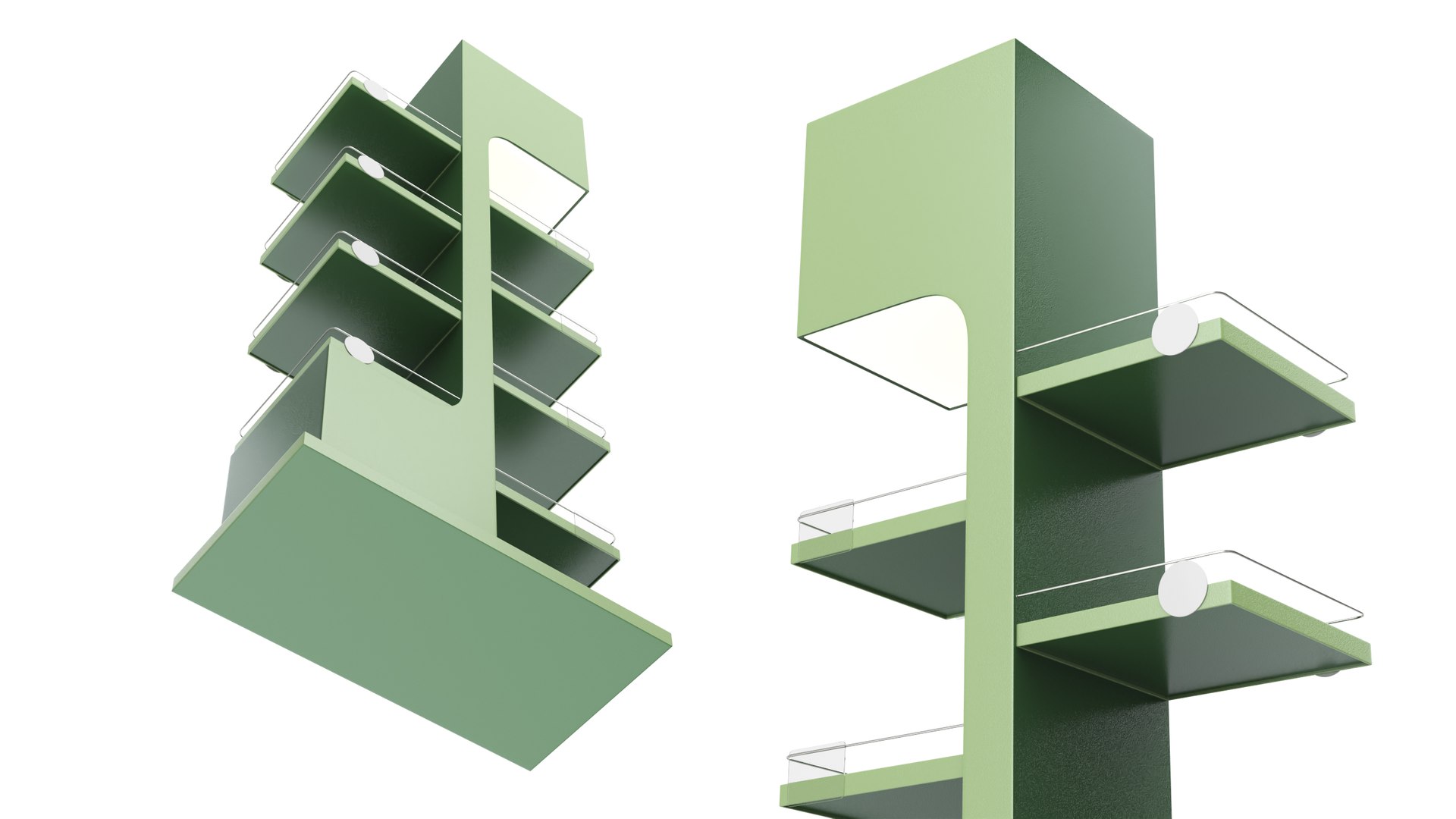 3D Illuminated Green Promotion Retail Floor Shelf - TurboSquid 2097580