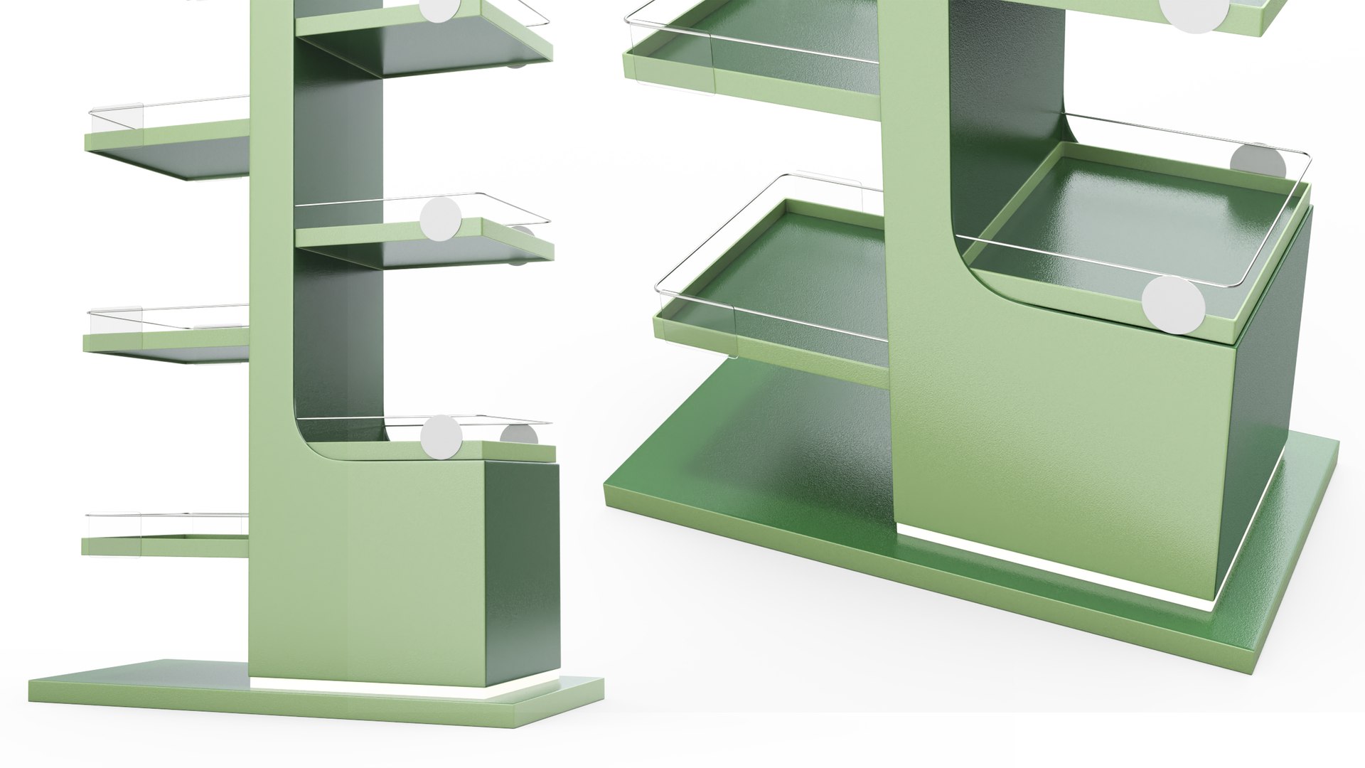 3D Illuminated Green Promotion Retail Floor Shelf - TurboSquid 2097580