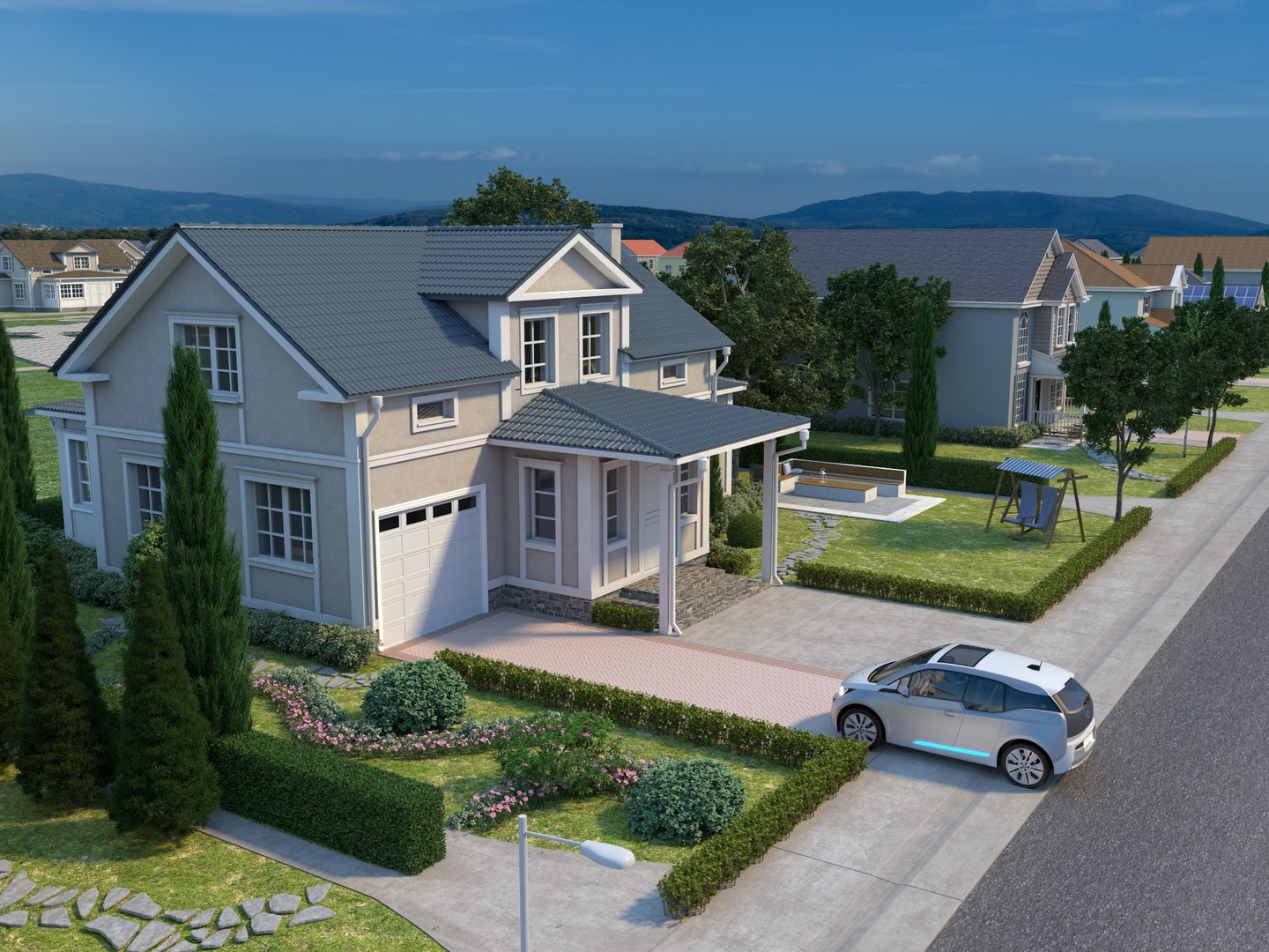 3D Modern Residential Neighborhood Housing Scene 3D Model - TurboSquid ...