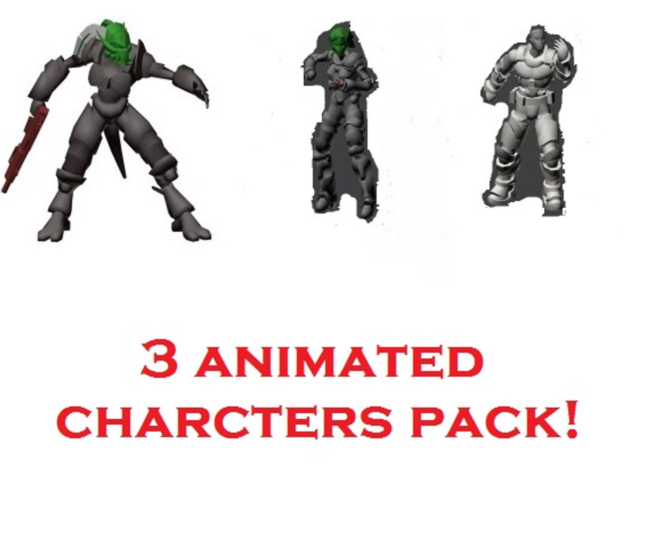 Animations 3 Pack Characters Rigged 3d Model