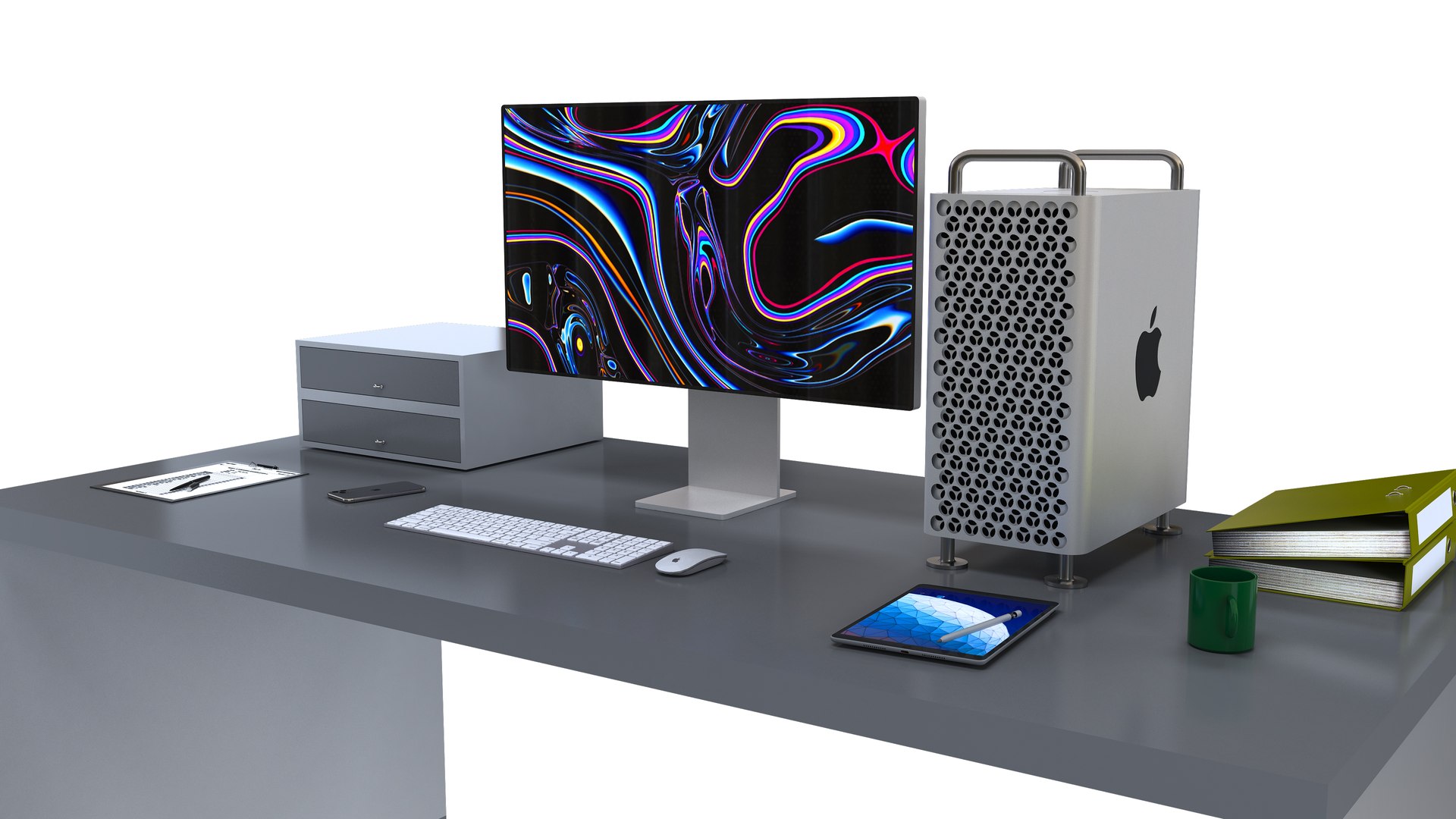 3D desk workstation work - TurboSquid 1500898