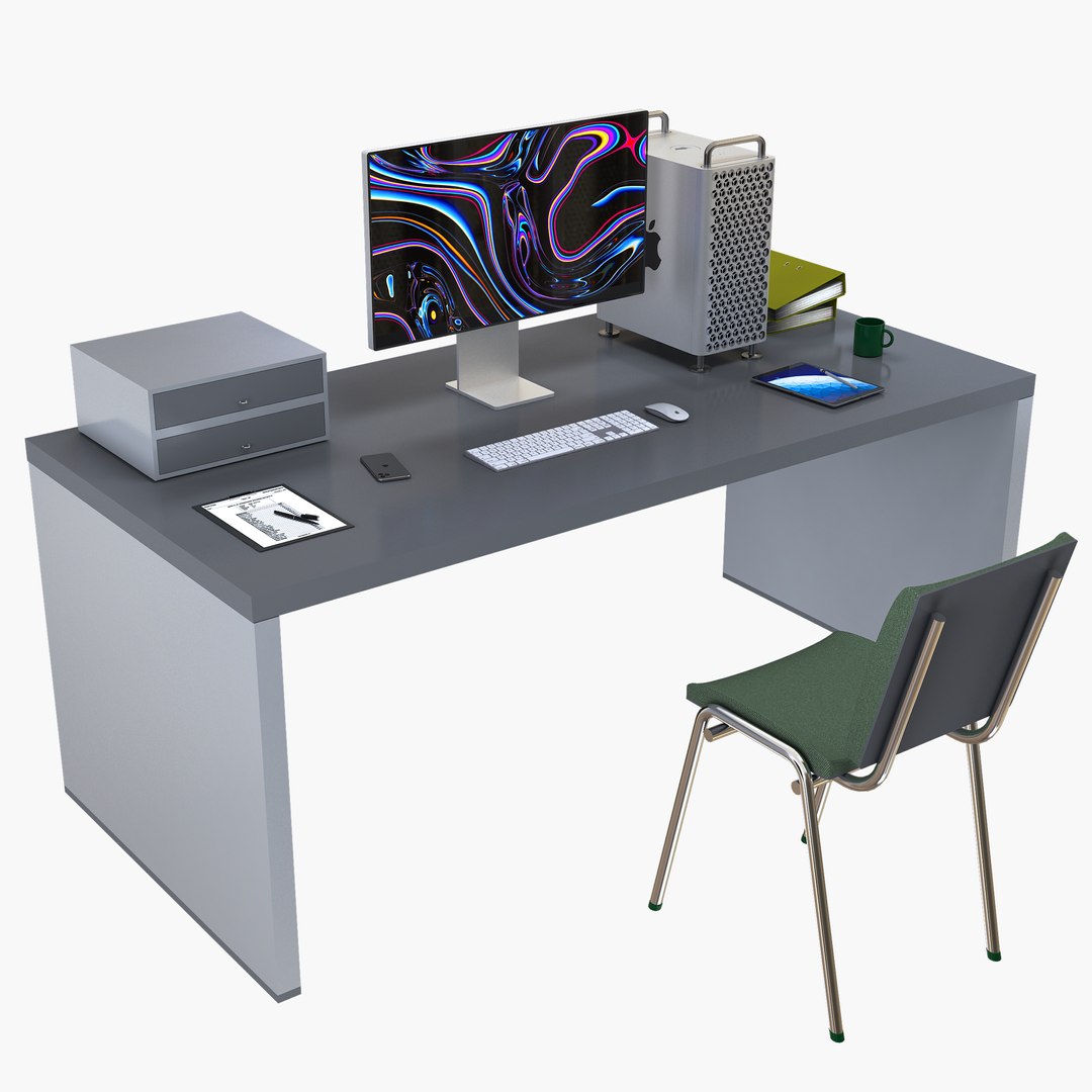 3D desk workstation work - TurboSquid 1500898